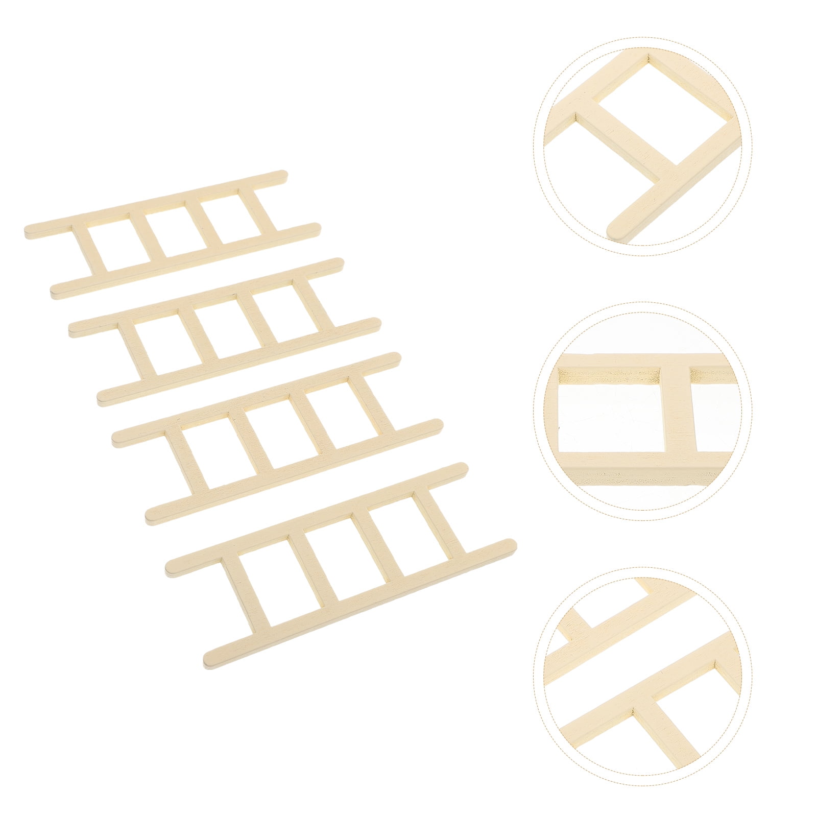 MLINS 4Pcs Mini Wooden Ladders Decorative Accent for Miniature Homes ...