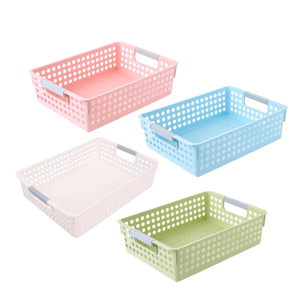 MLINS 4Pcs Plastic Hollow Stackable Plastic Storage Baskets Bins ...