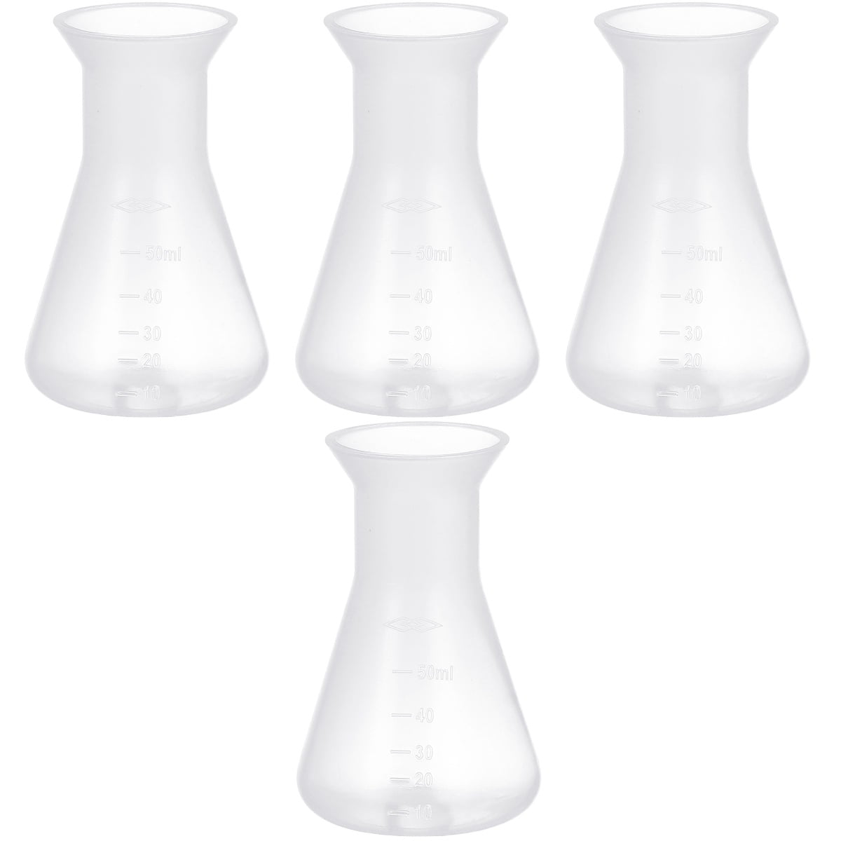 MLINS 4pcs 5 Flask with Graduations- 50ml Transparent Erlenmeyer Flask, Narrow Neck Conical ...