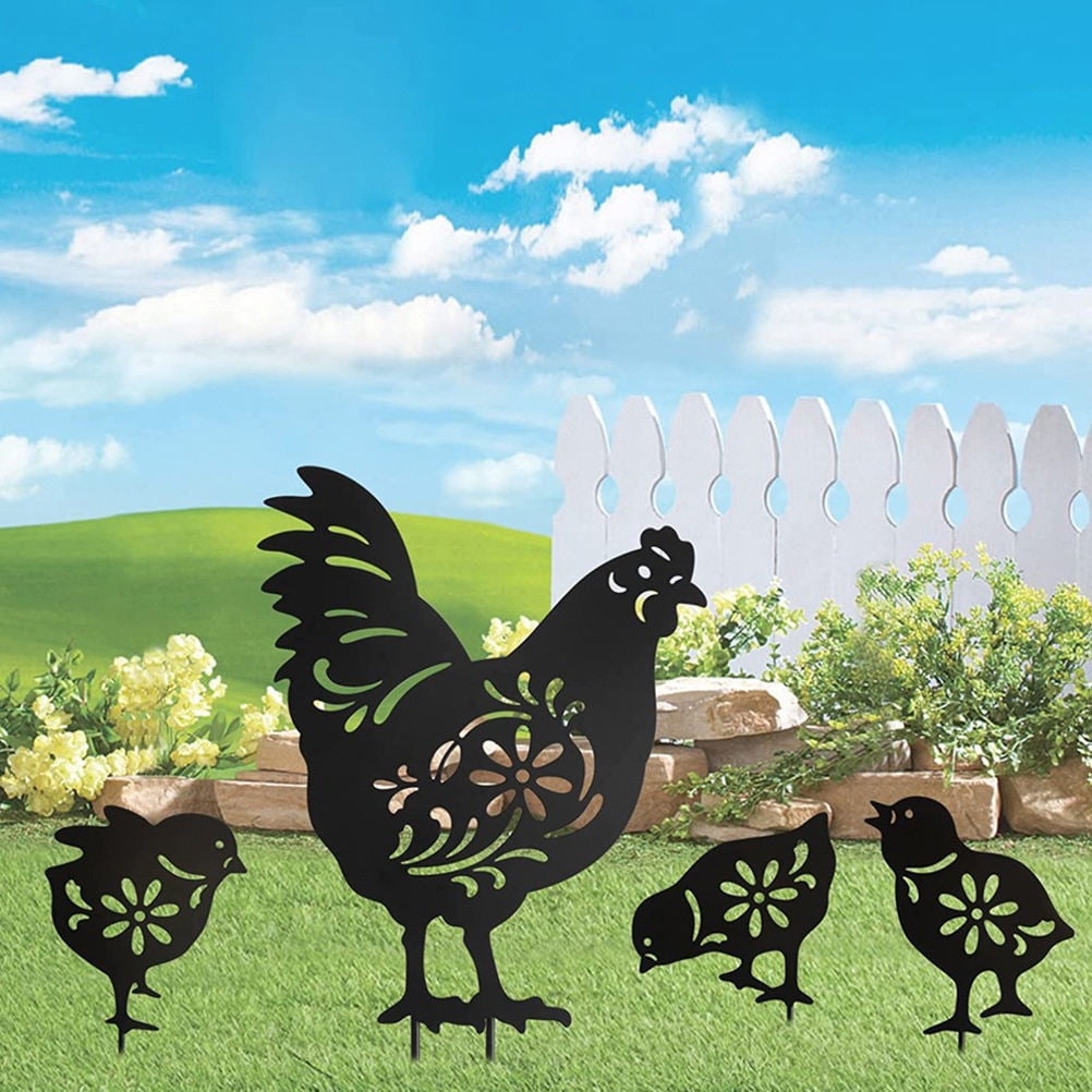 MLINS 4pcs Chicken Yard Decor Garden Chicken Stakes Acrylic Chicken ...