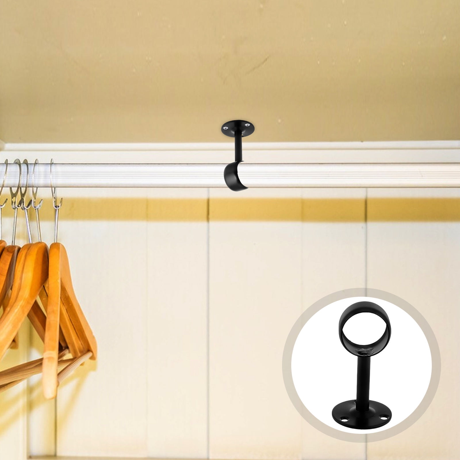 MLINS 4pcs Closet Rod Bracket Closet Rod Center Support Easy Install ...