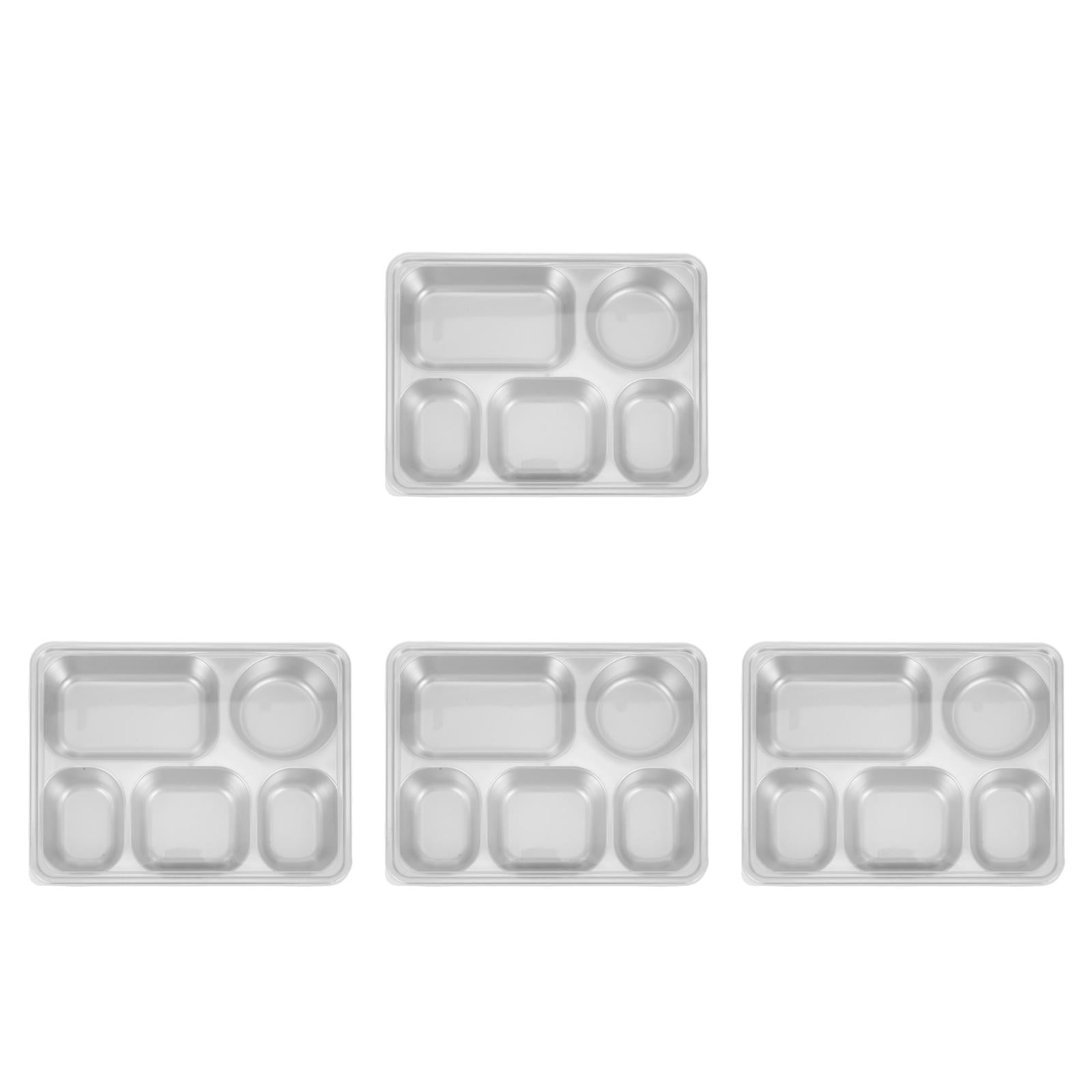 MLINS 4pcs Divided Portion Plates Stainless Steel Lunch Box Dinner ...