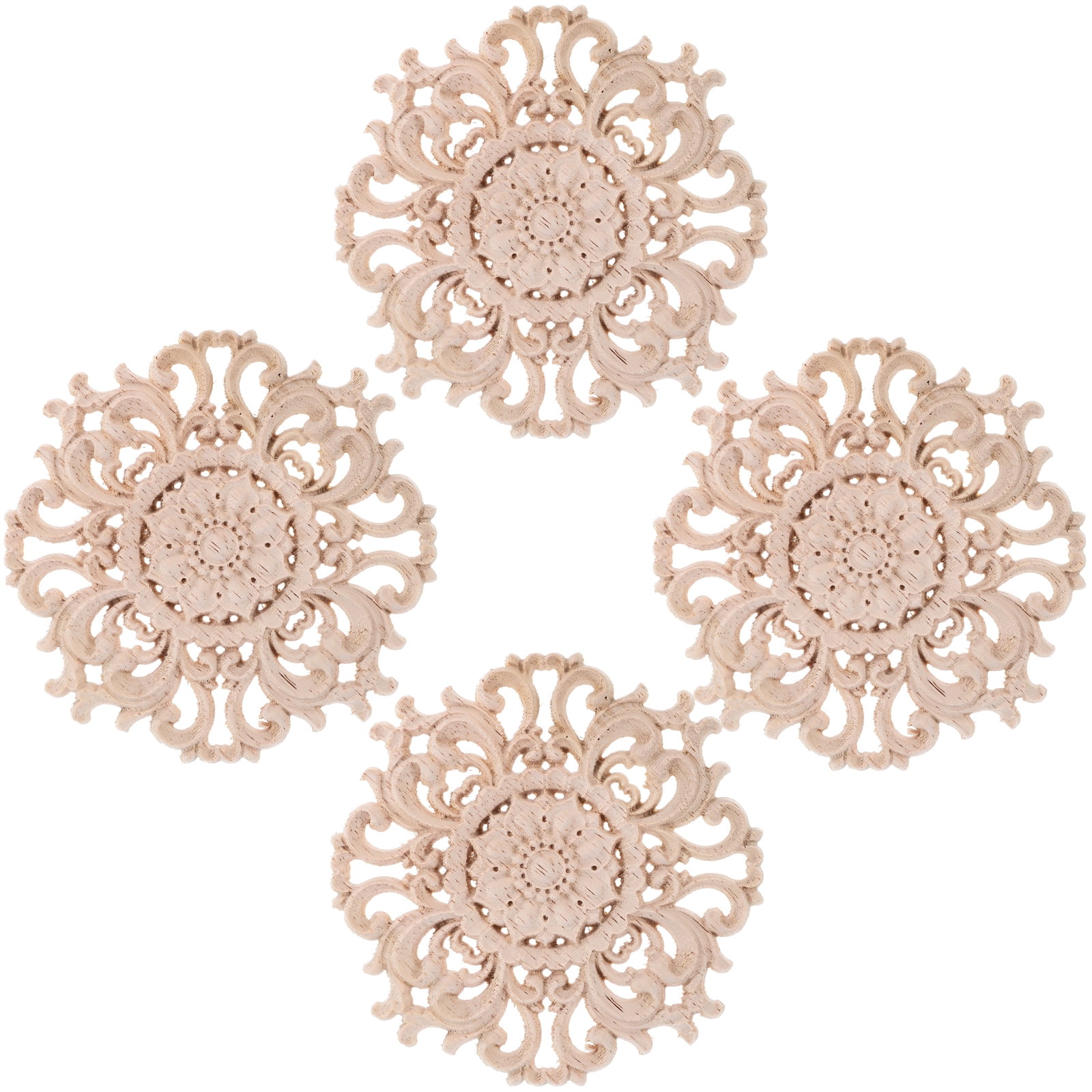 MLINS 4pcs Furniture Wood Appliques Wooden Carved Onlays Wooden Carving ...