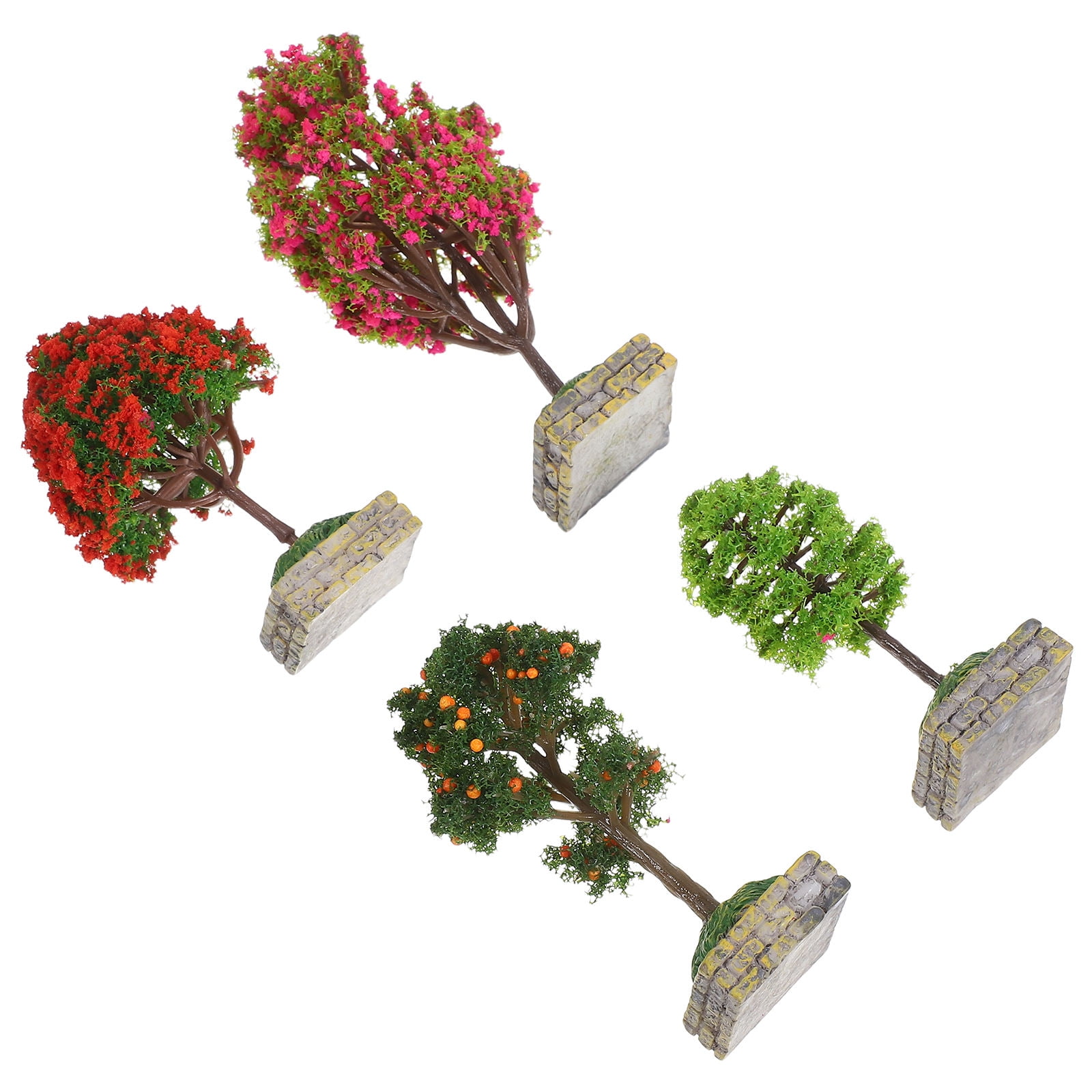 MLINS 4pcs Miniature Scenery Trees with Base Dollhouse Fake Trees Mini ...