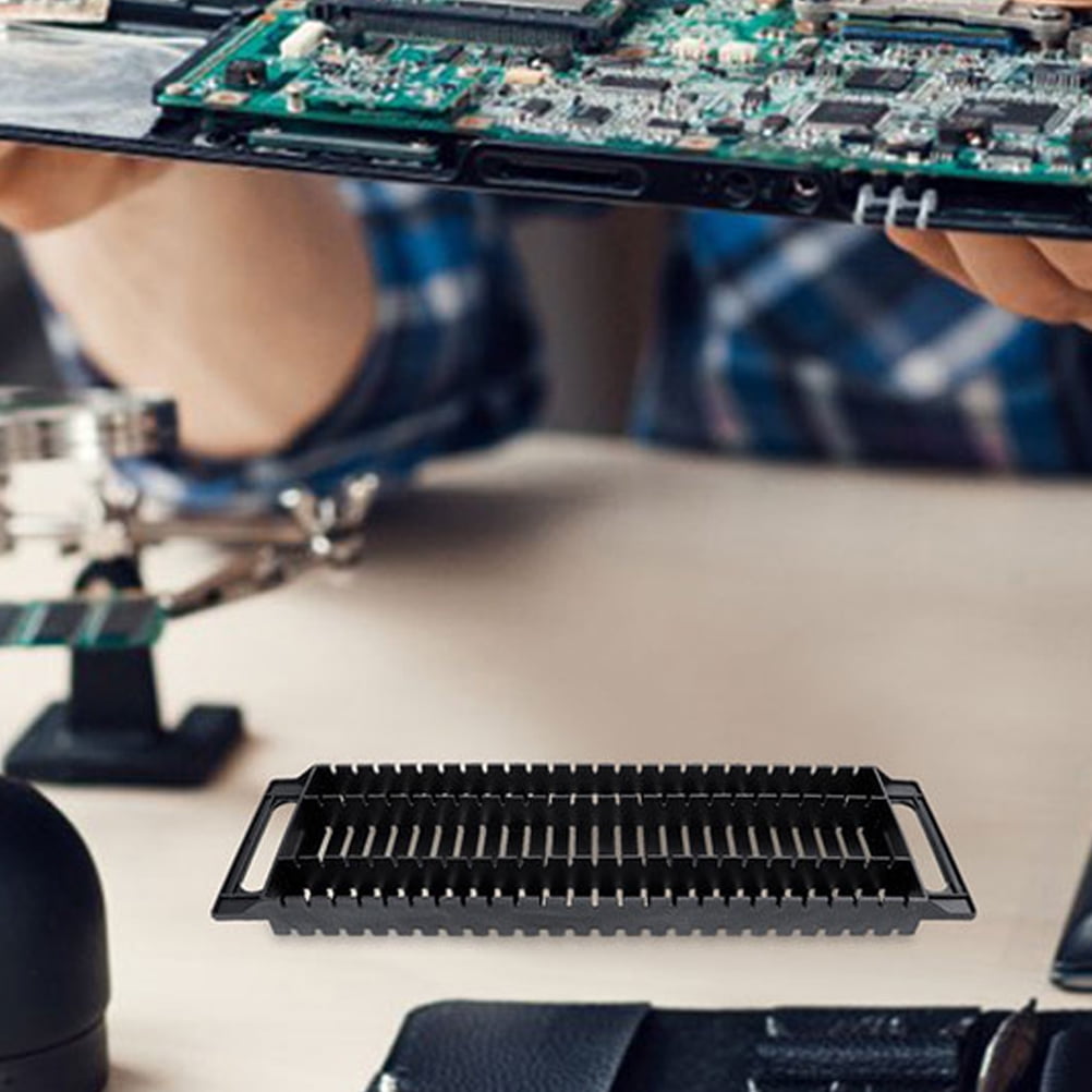 PCB Board Storage Brackets Anti Static 25 Slot Black Plastic for ...