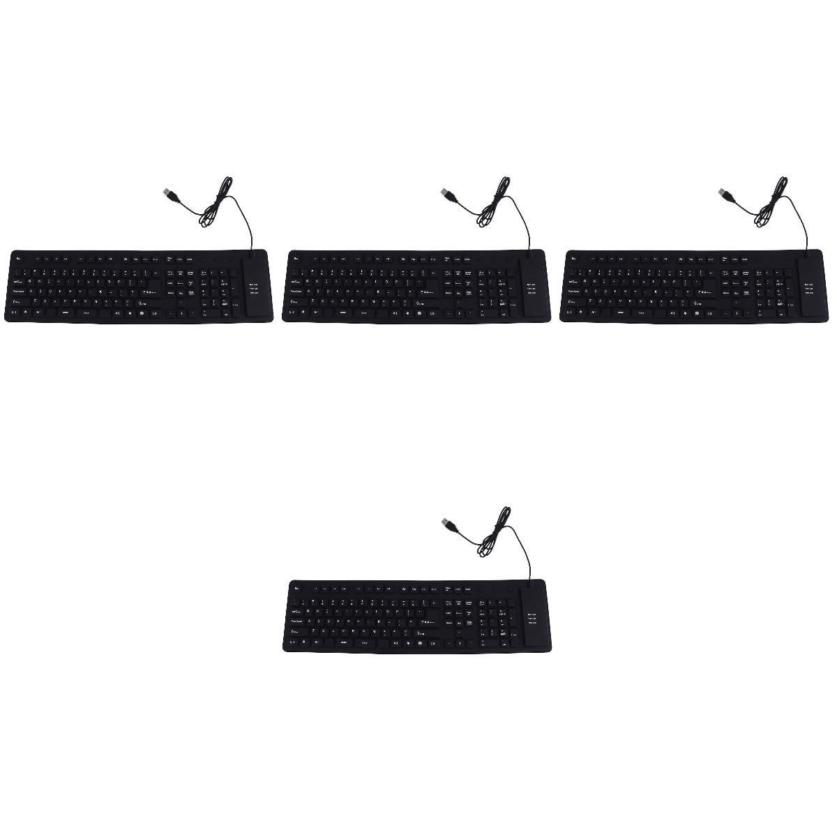 MLINS 4pcs Roll Up Folding USB Keyboard Silent Silicone Portable ...