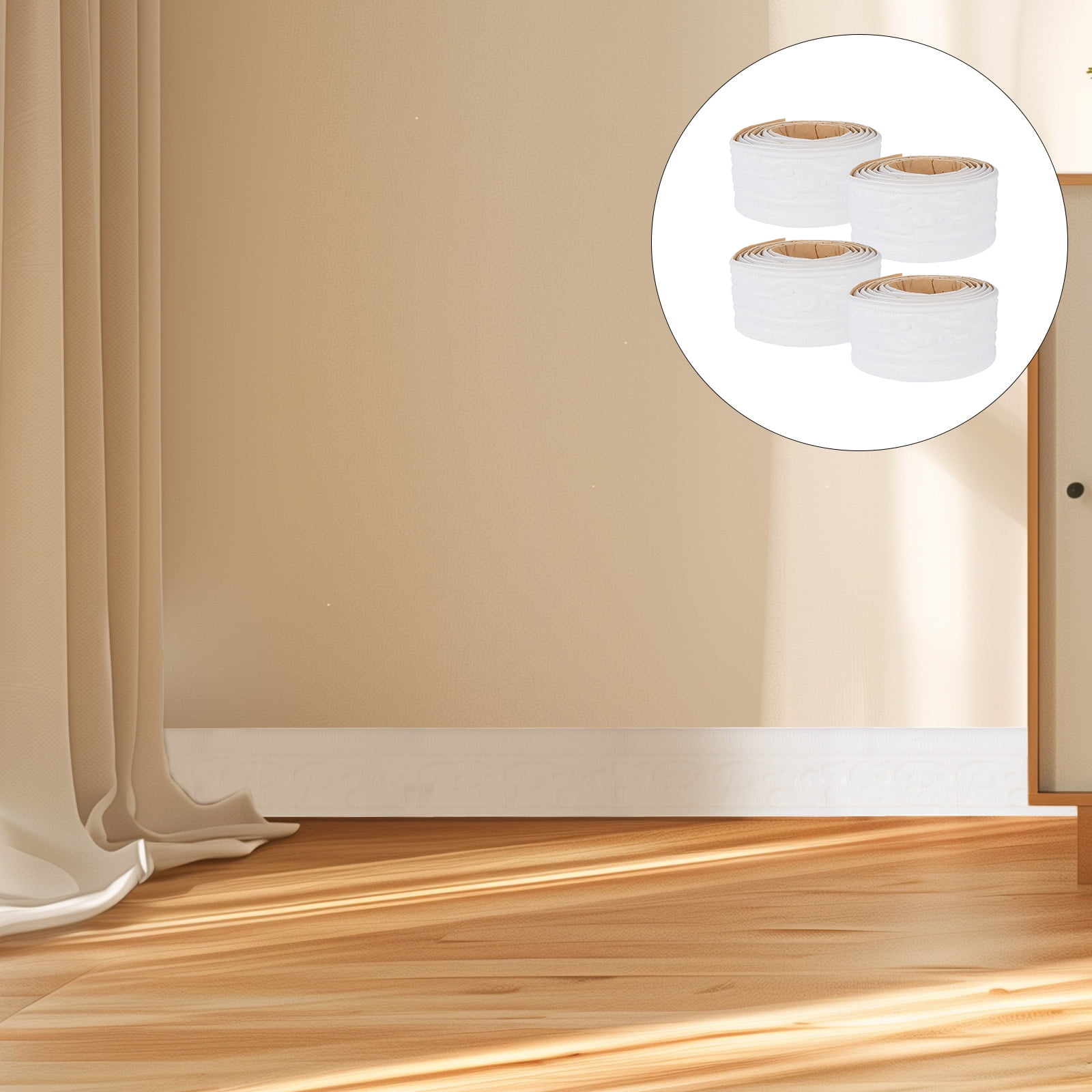 MLINS 4pcs Self Adhesive Floor Trim Bendable Baseboard Molding Flexible ...