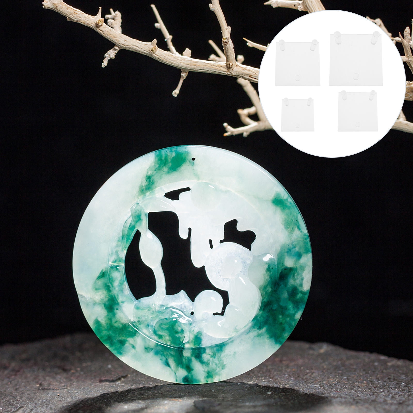 MLINS 4pcs Three-Peg Acrylic Display Stands Stone Display Stands ...