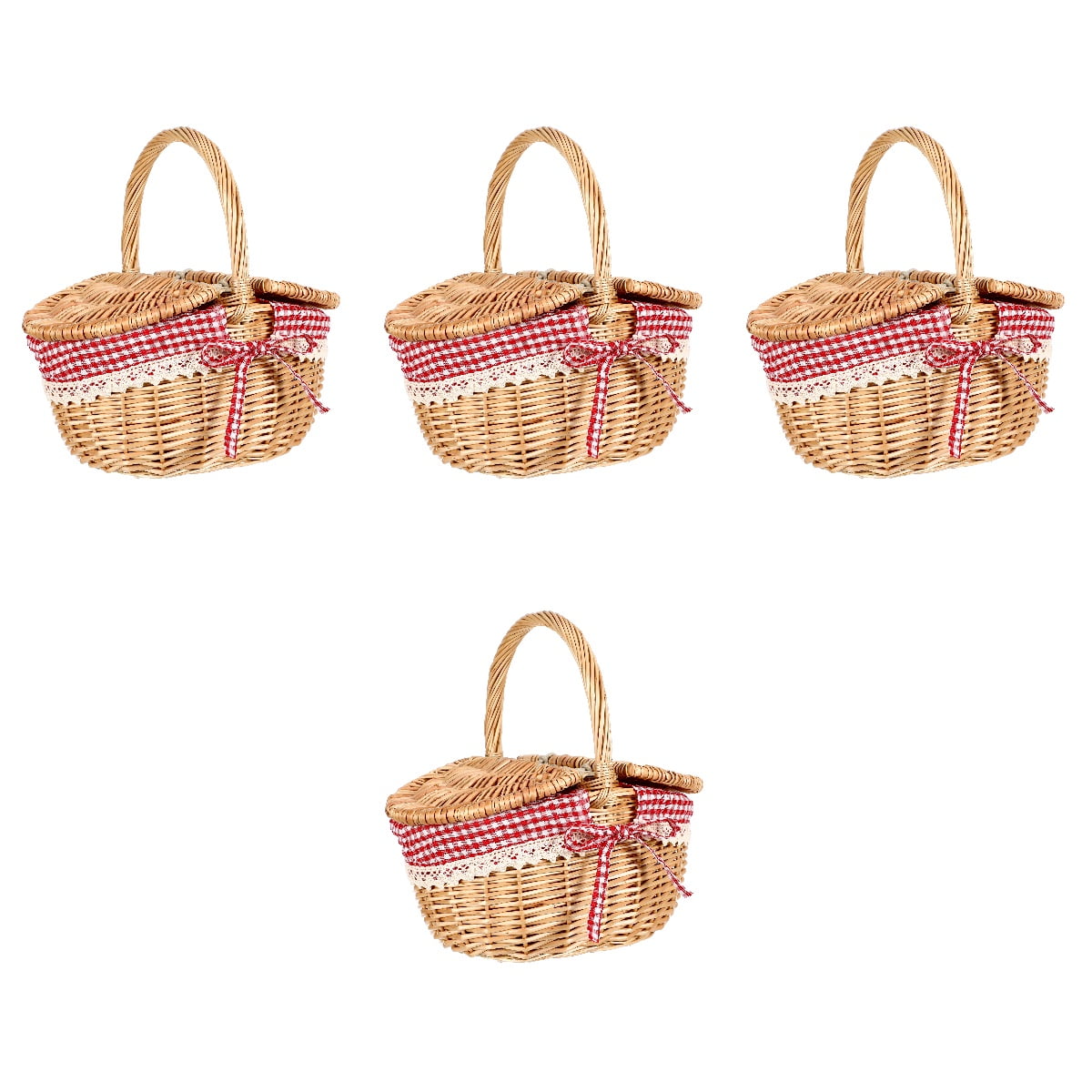 MLINS 4pcs Wicker Basket Picnic Basket with Liner and Lid Wedding ...