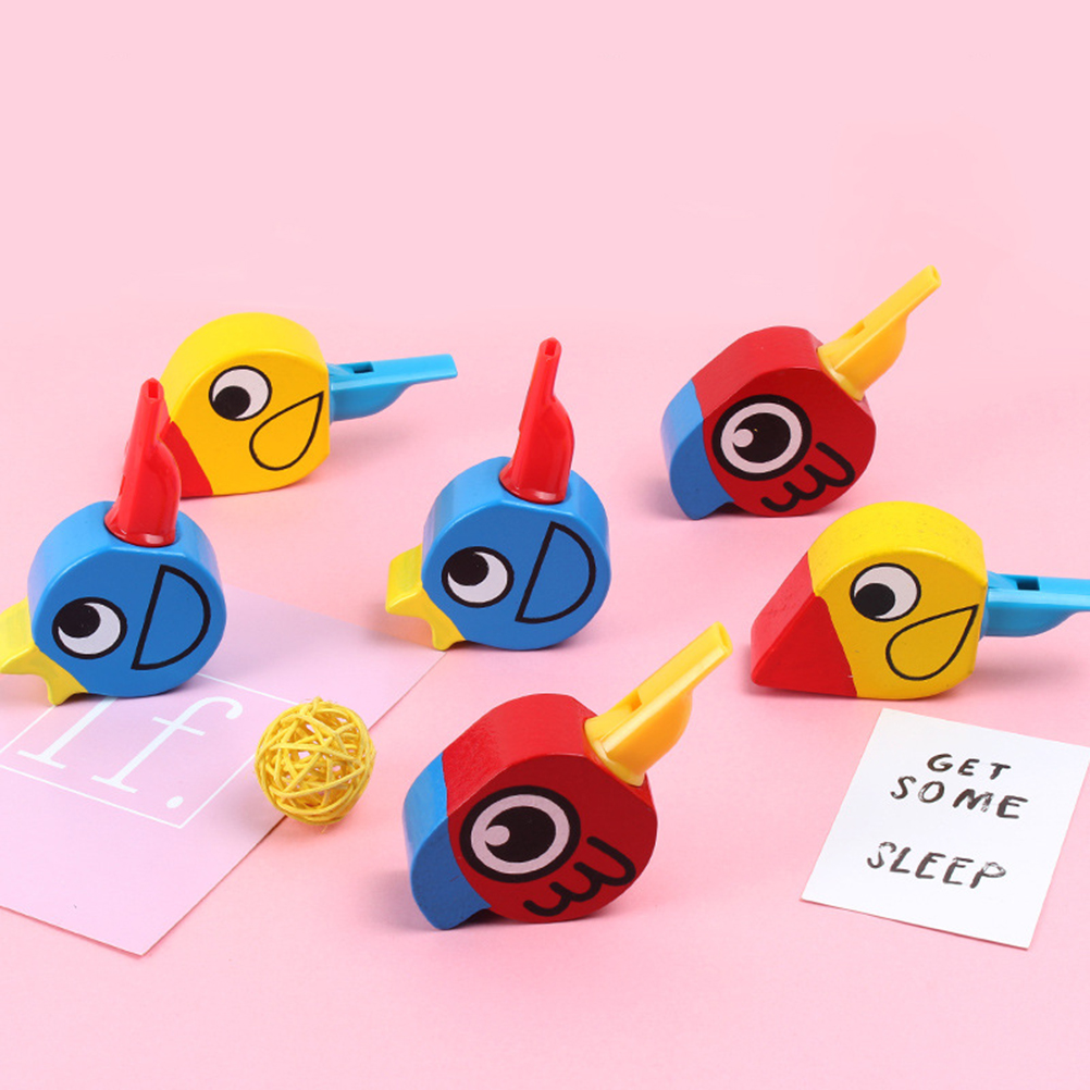 MLINS 4pcs Wooden Bird Whistles Cartoon Design Kids Whistle Educational ...