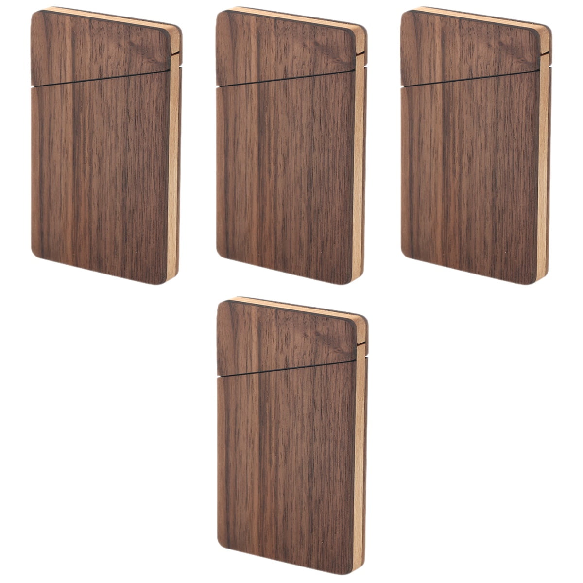 MLINS 4pcs Wooden Card Holder Rectangular Magnetic Box Credit Card ...