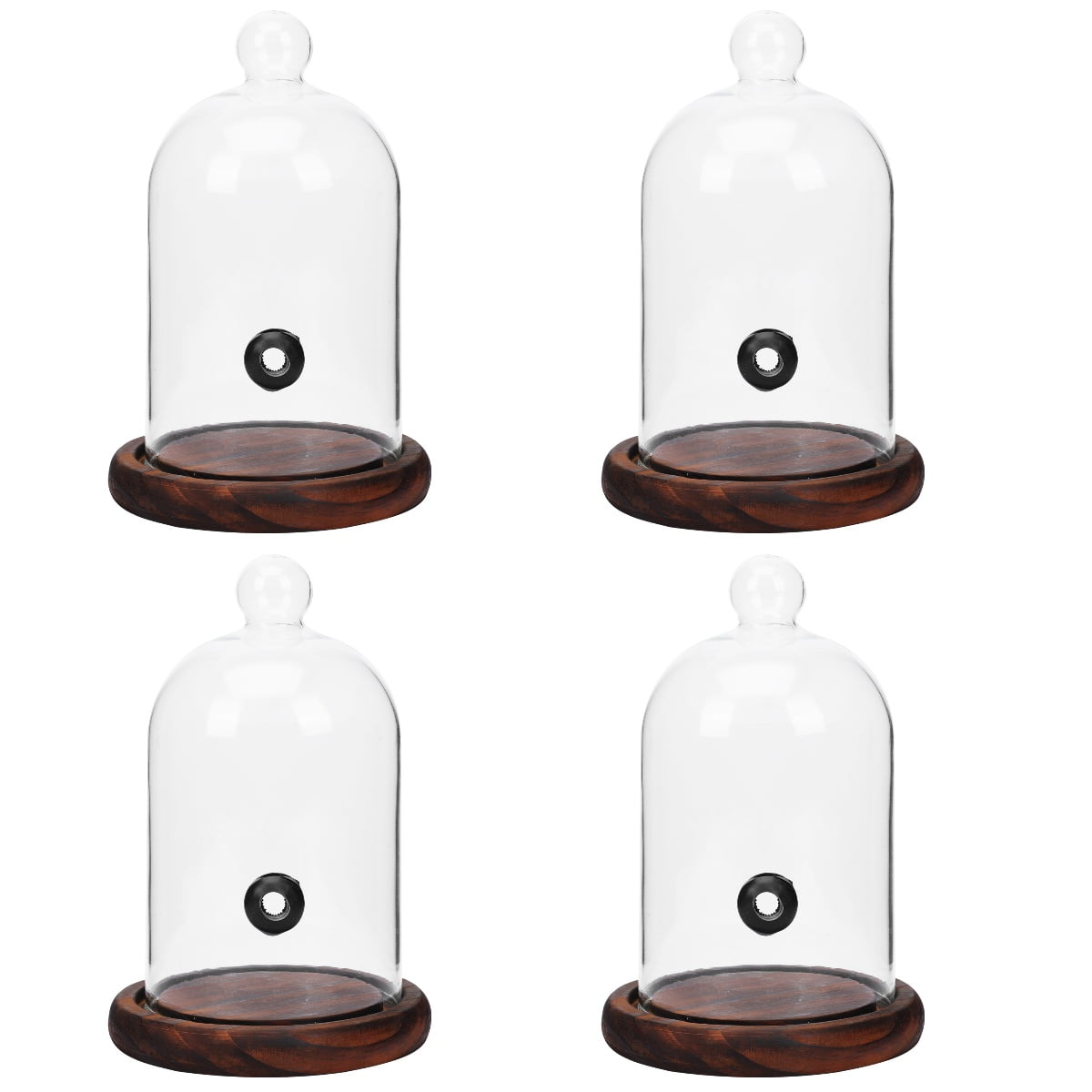 MLINS 4pcs cloche glass cake dome glass round cake cover with wooden ...