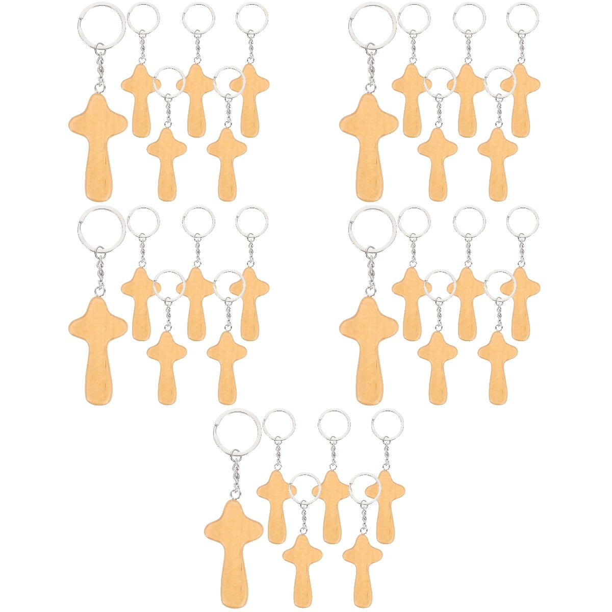 MLINS 5 Count Christian Key Ring for Men Wood Cross Cross-shaped ...