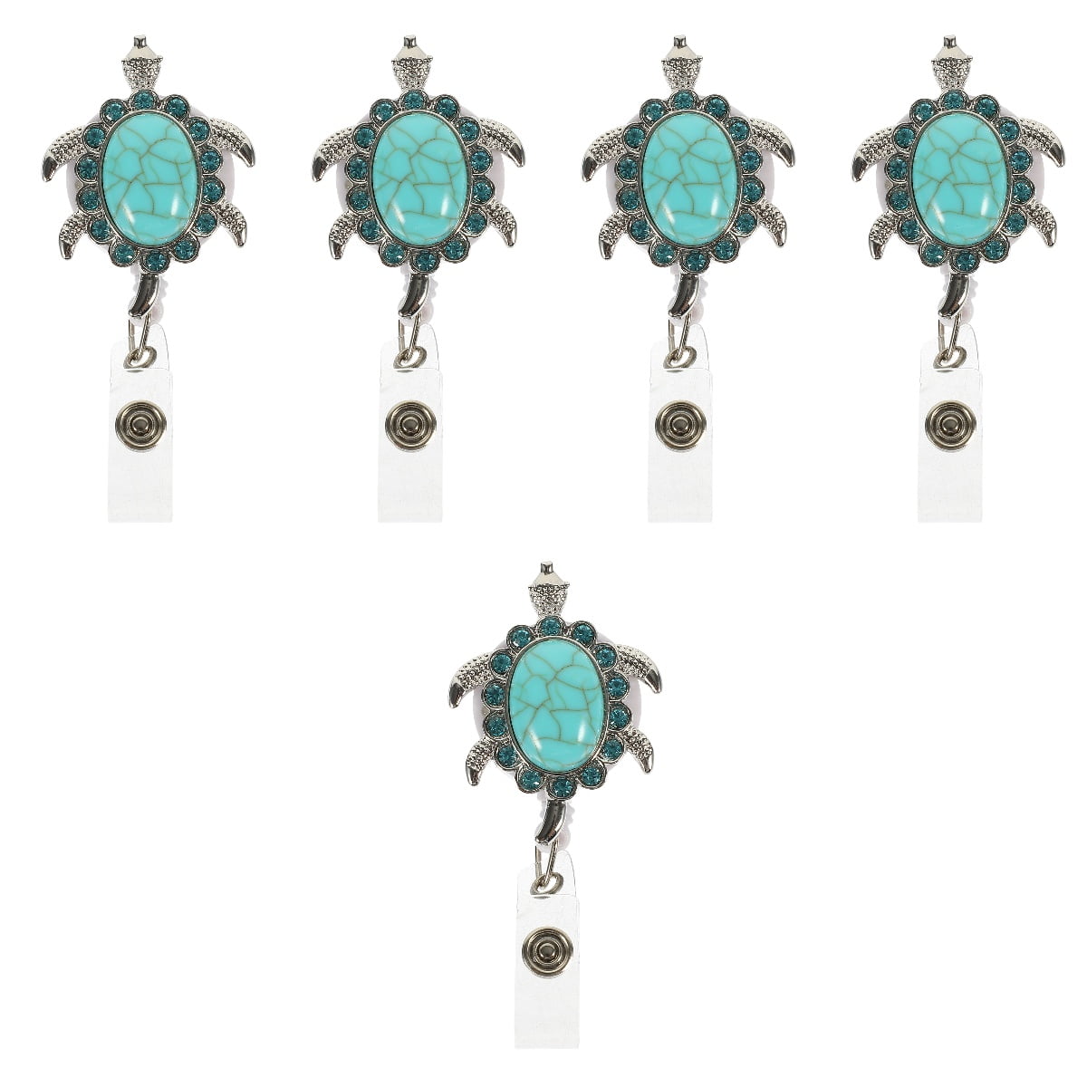 MLINS 5 Count Rhinestone Turtle Badge Scroll Easy-Pull Clasp Reel Clip Strap Clamps Staff Office ...