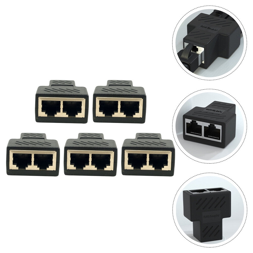 MLINS 5 Pcs 1 to 2 Splitter Socket Port Ethernet Connectors Black ...
