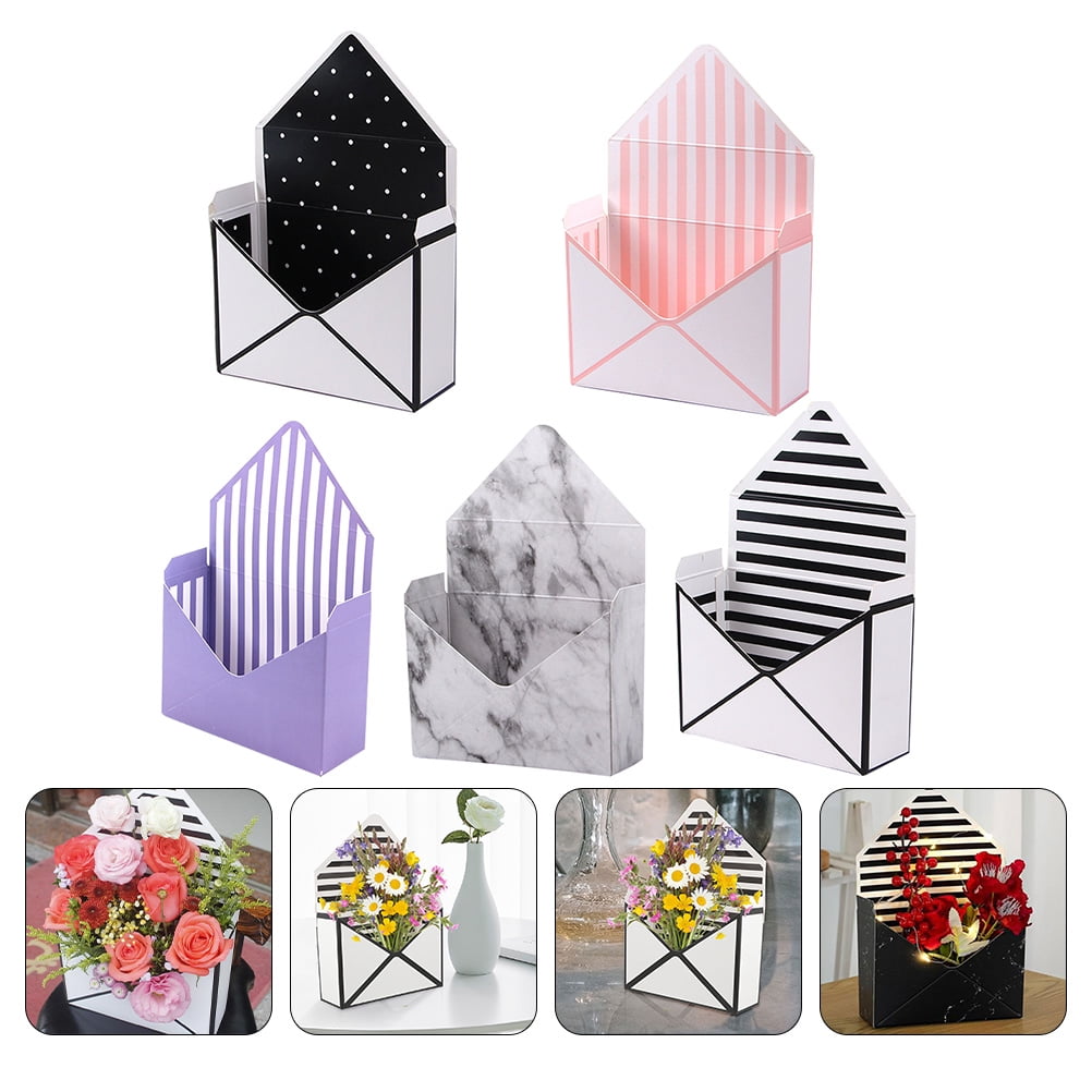 MLINS 5 Pcs Envelope Flower Box Plastic Bags for Packing Delicate ...