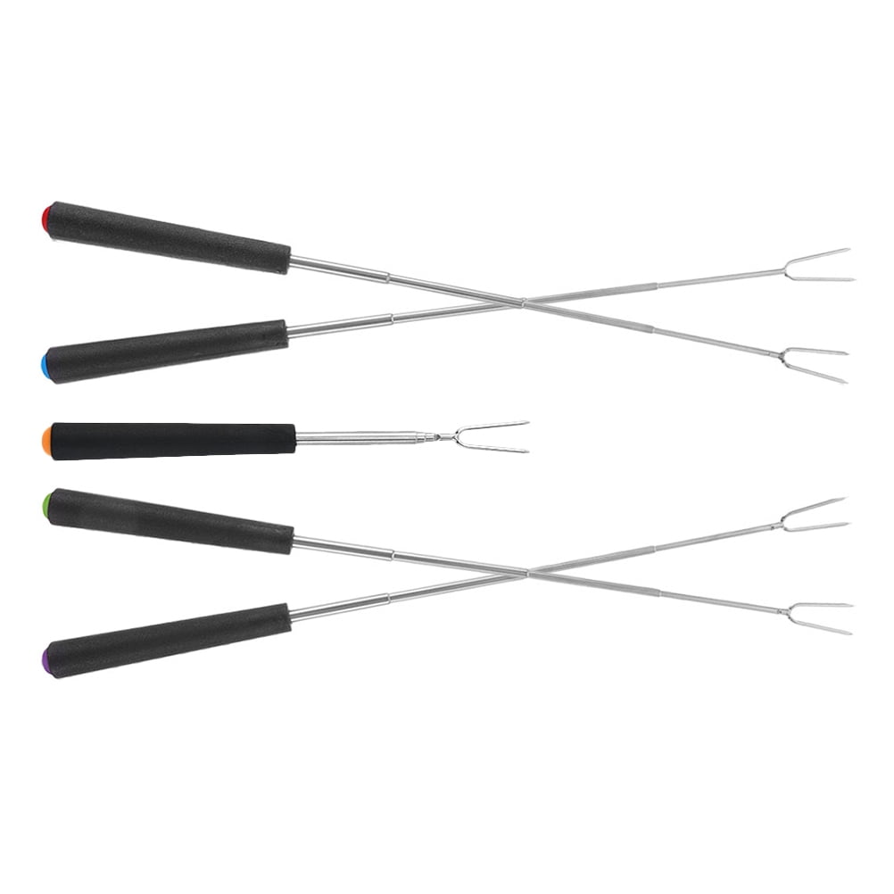 MLINS 5 Pcs Extendable Marshmallow Roasting Sticks Telescoping Smores Skewers Hot Dog Forks With ...