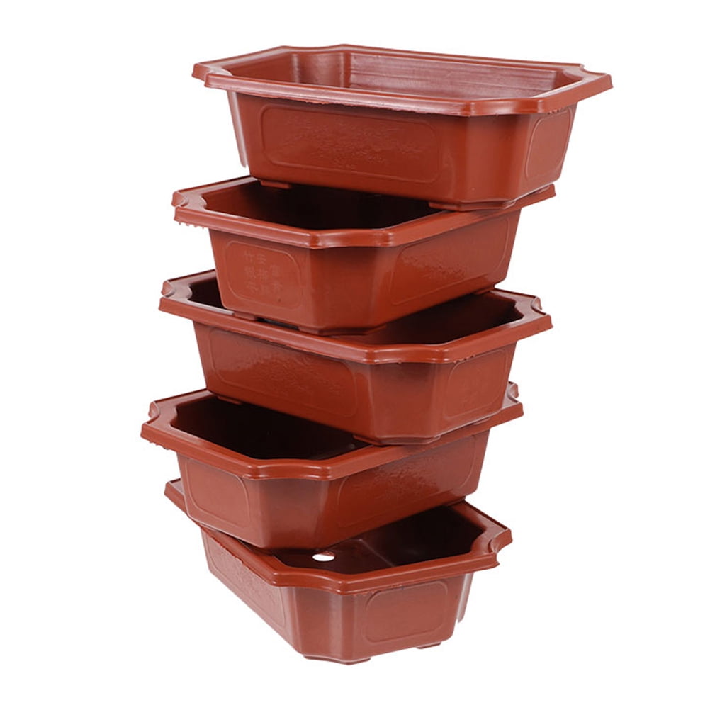 MLINS Set of 5 Terracotta Rectangular Flower Pots for Indoor Plants ...