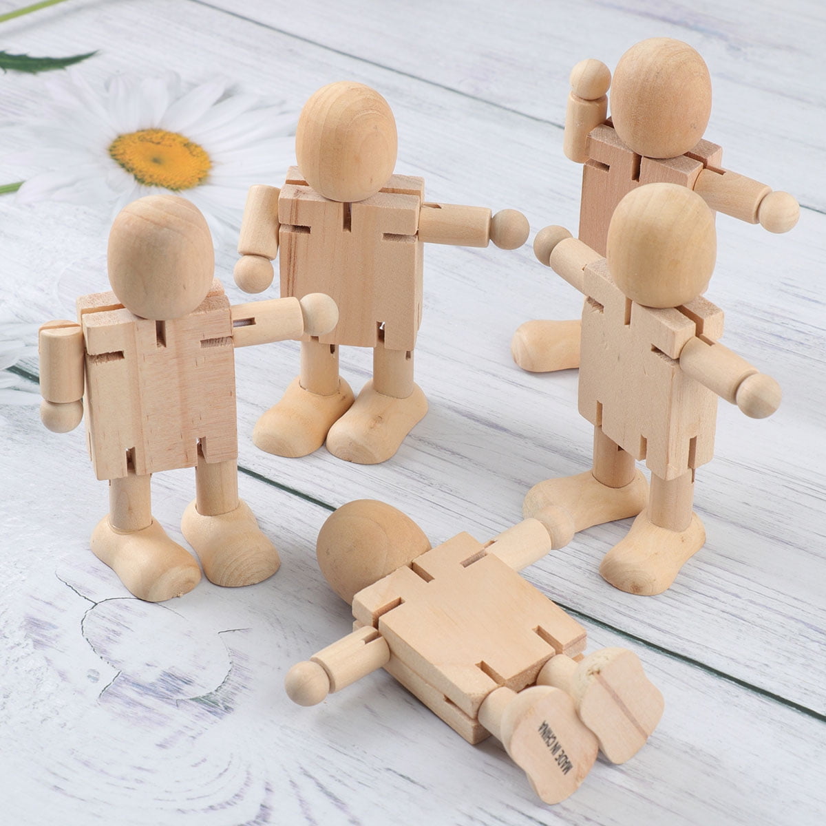 MLINS 5 Pcs Girls Wooden Robot Educational Craft Toys Creative Painting ...