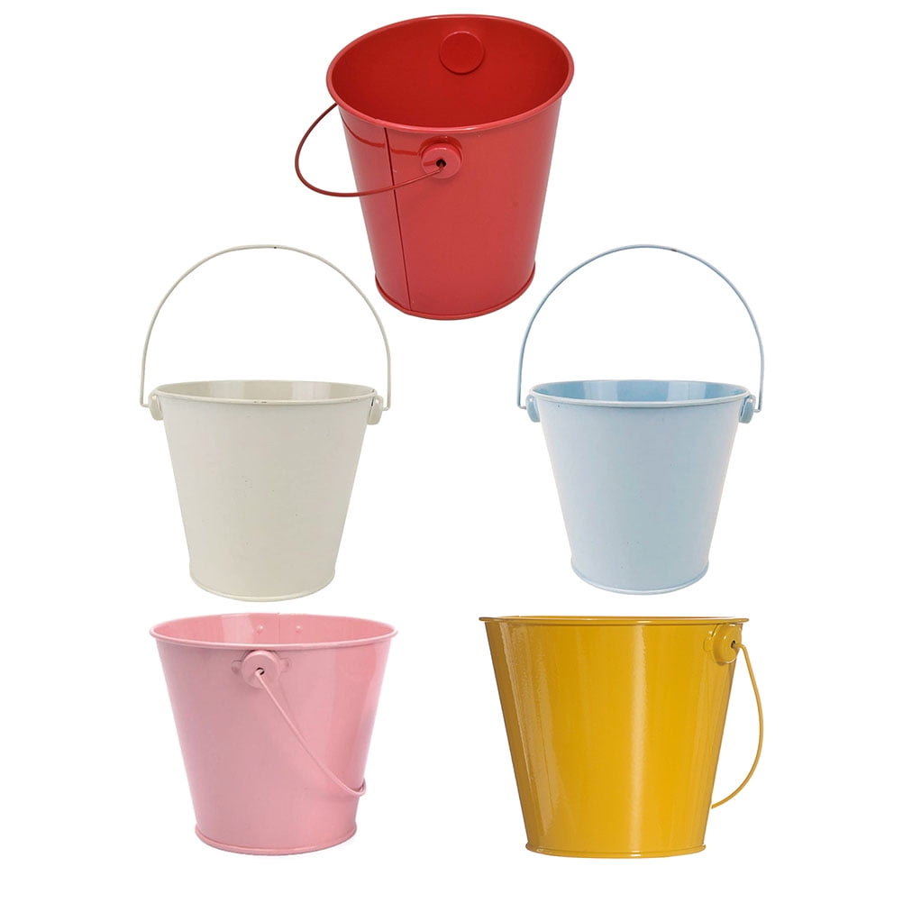 MLINS 5 Pcs Mini Buckets Flower Garden Galvanized Plant Pots Indoor ...