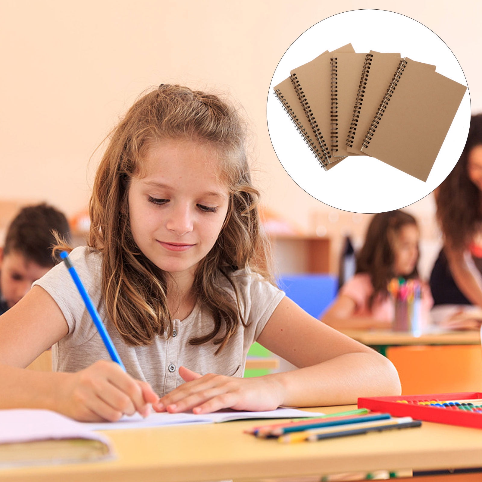 MLINS 5 Pcs Plain Notebooks Paper Coil Light Brown Work - Walmart.com