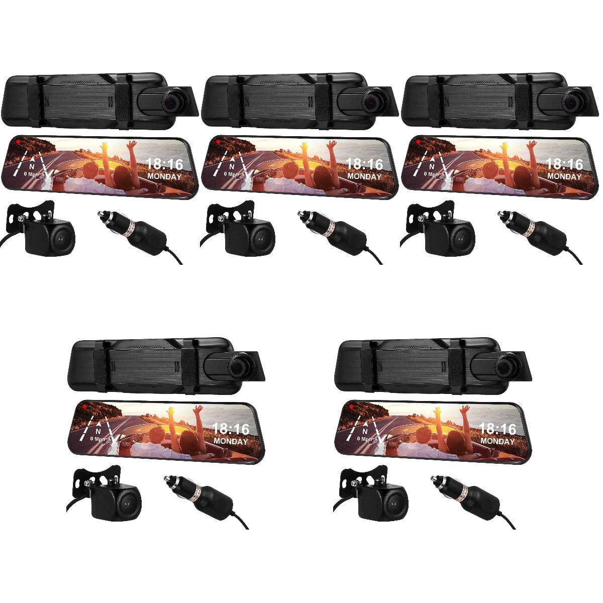 MLINS 5 Sets Mirror Dash Camera Rearview Mirror Dash Cam Front And Rear ...