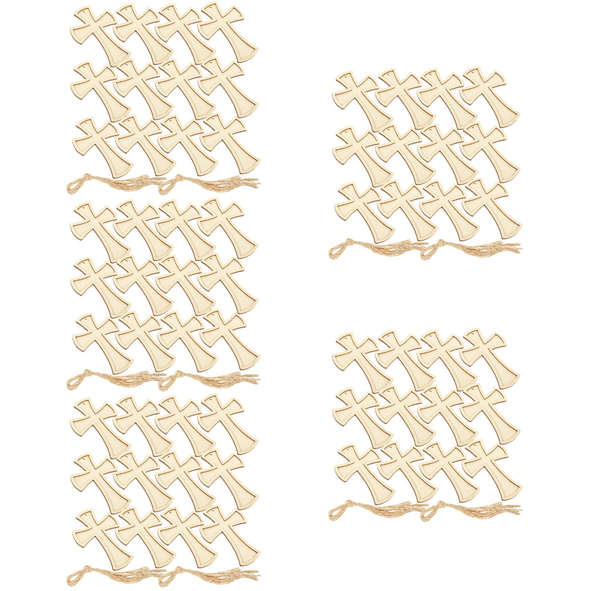 MLINS 5 Sets Wooden Cross Shape Cutouts DIY Craft Blank Cross Slices ...