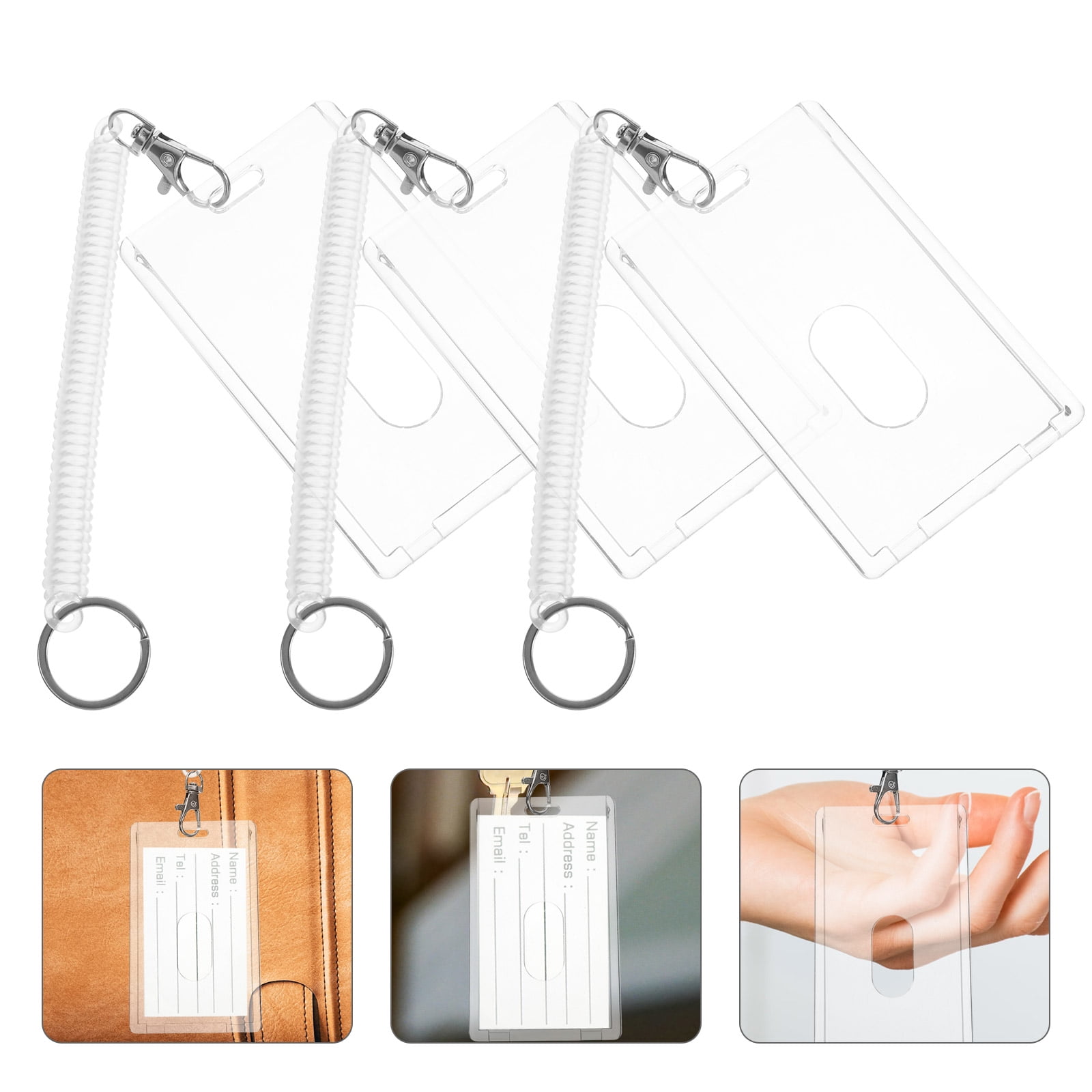 MLINS 5 Sets of ID Card Sleeve Reusable Badge Protector Card Sleeves ID ...