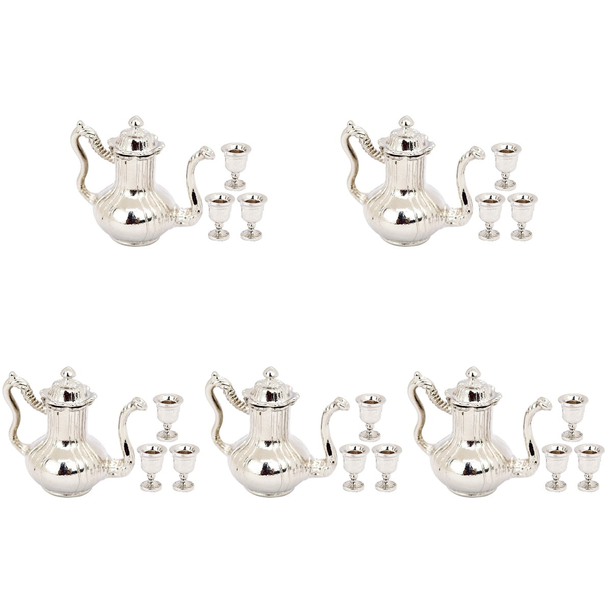 MLINS 5 Sets of Miniature Metal Tea Cup Teapot Set Doll House Mini Tea ...