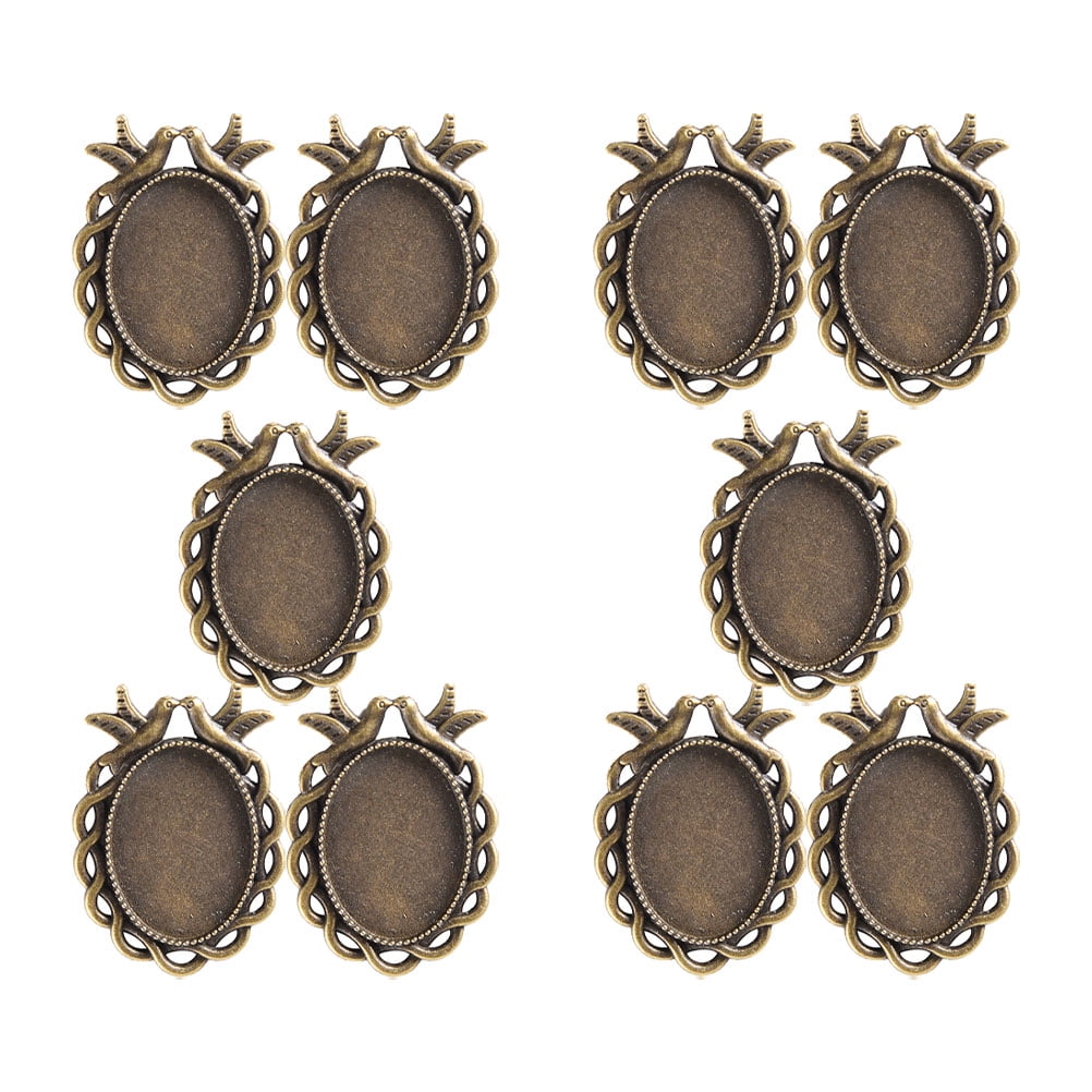 MLINS 50 Pcs Charms for Jewelry Making Antique Metal Gem Base Pendant ...