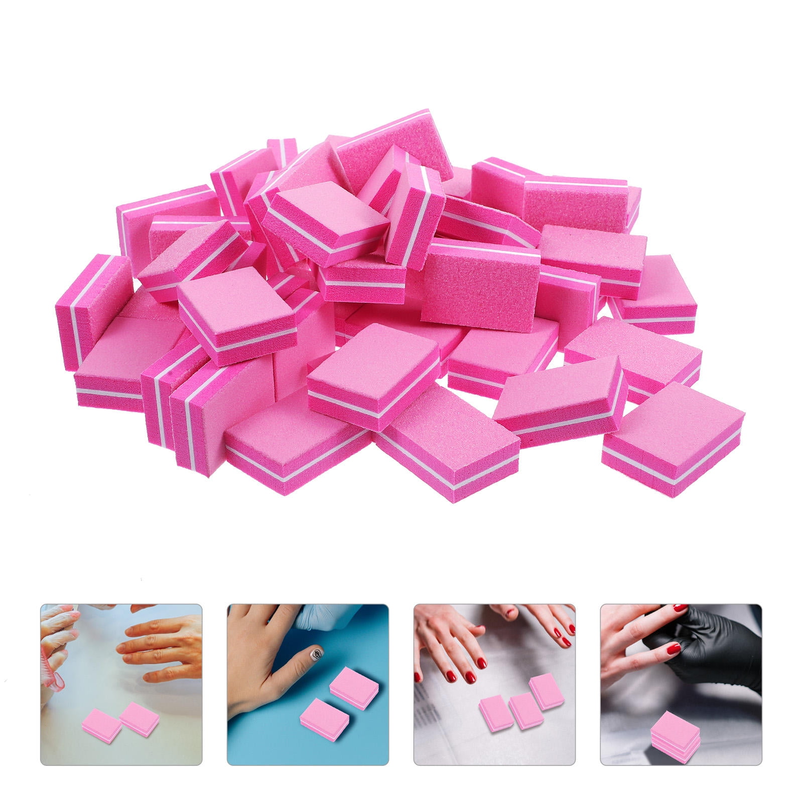 MLINS 50 Pcs Nail File Sponge Finger Buffer Block Files Travel Rosy ...