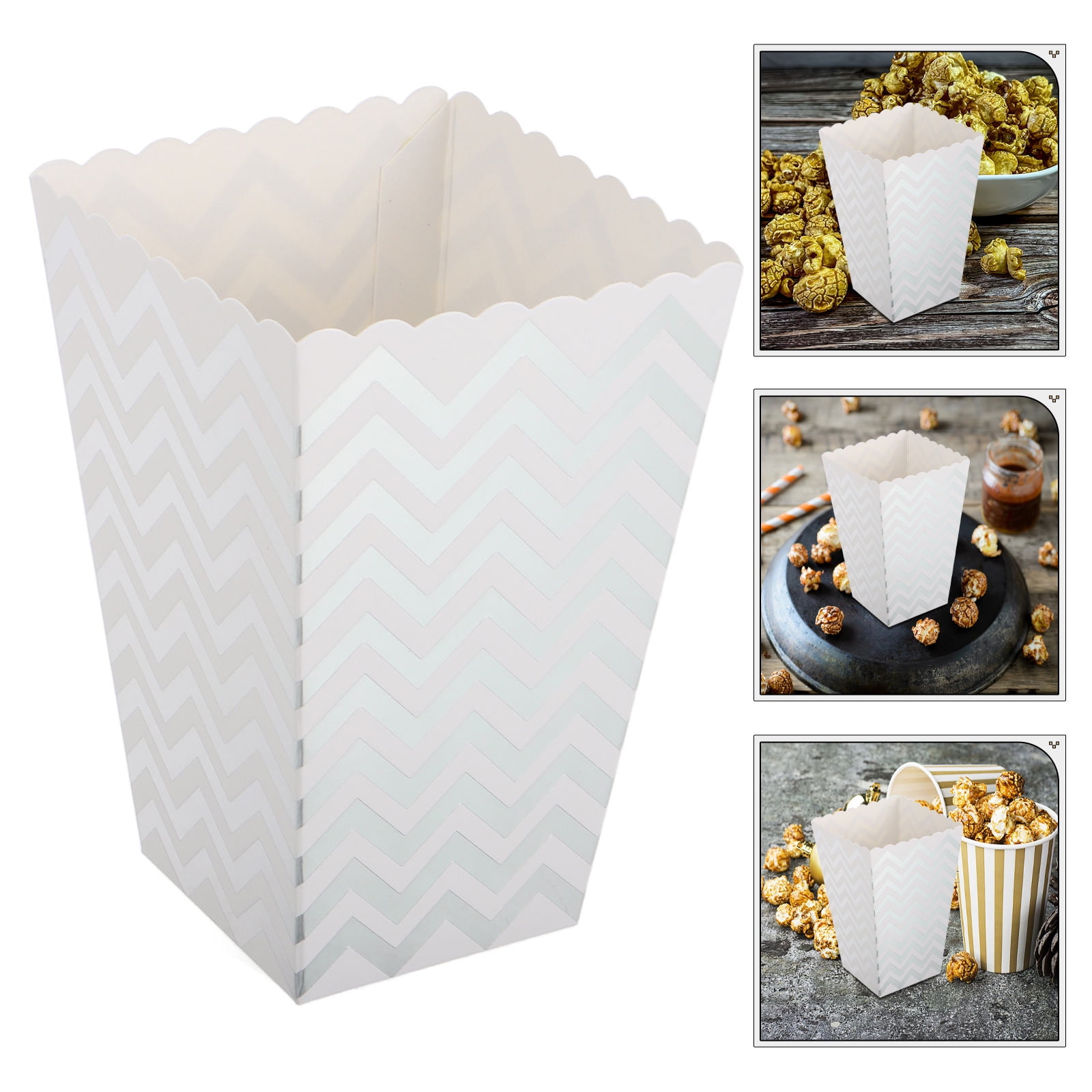 MLINS 50 Pcs Popcorn Carton Party Candy Cartons Boxes Containers Silver ...