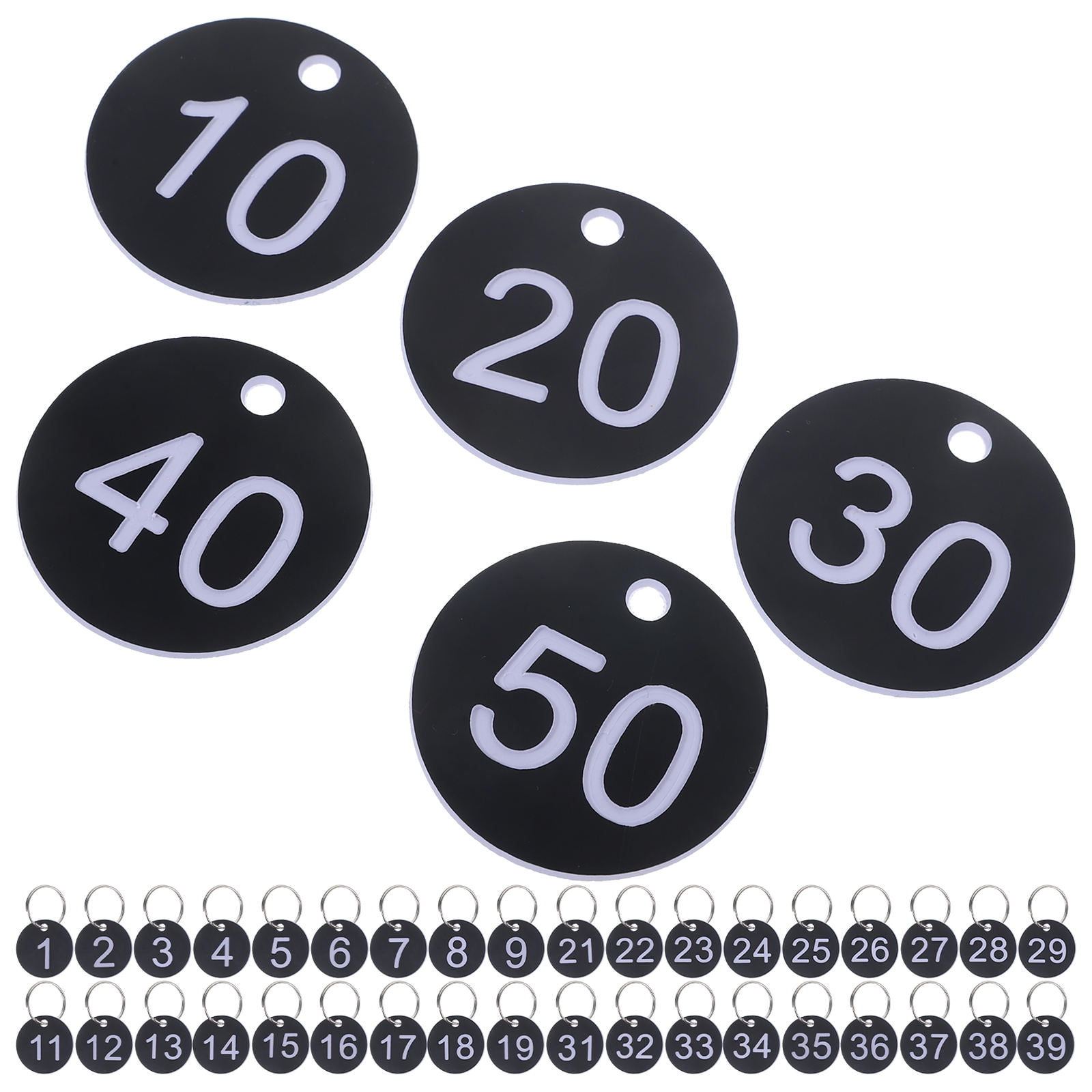 MLINS 50 Sets Round Number Tags for Identification Rings Hanging Black ...