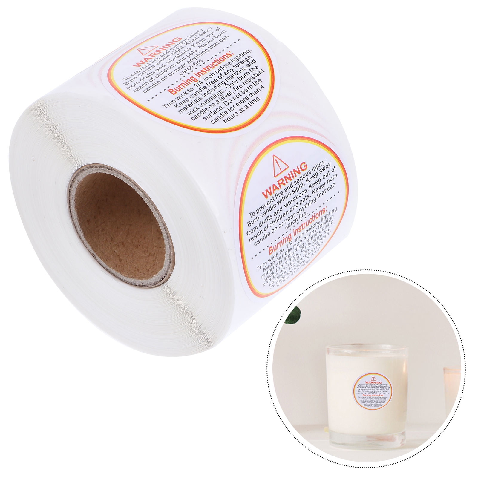 MLINS 500 Pcs Removable Candle Warning Stickers Safety Labels for ...
