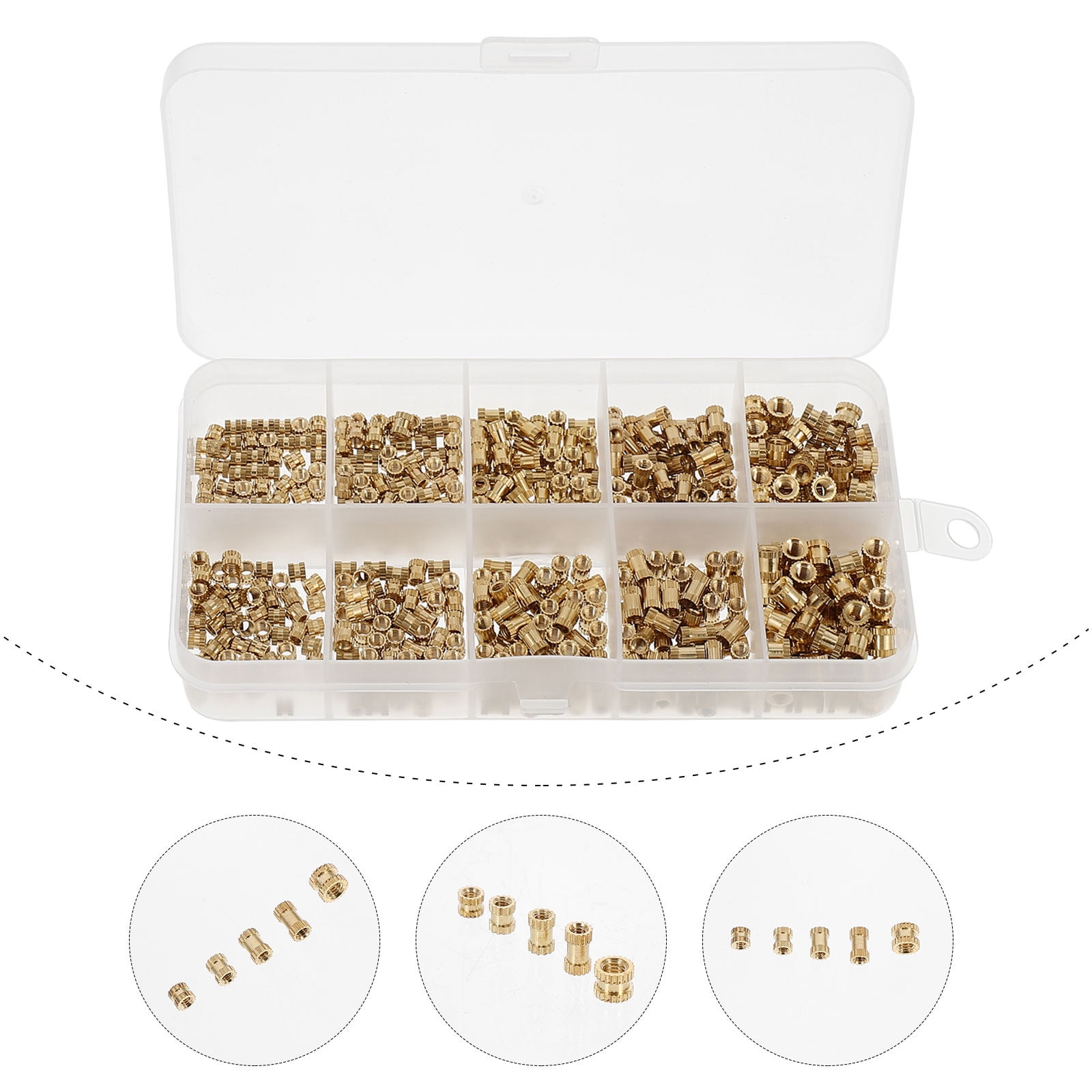 MLINS 500 Pcs Thread Knurled Copper Studs Screw Nut for Furniture 0.5X0 ...