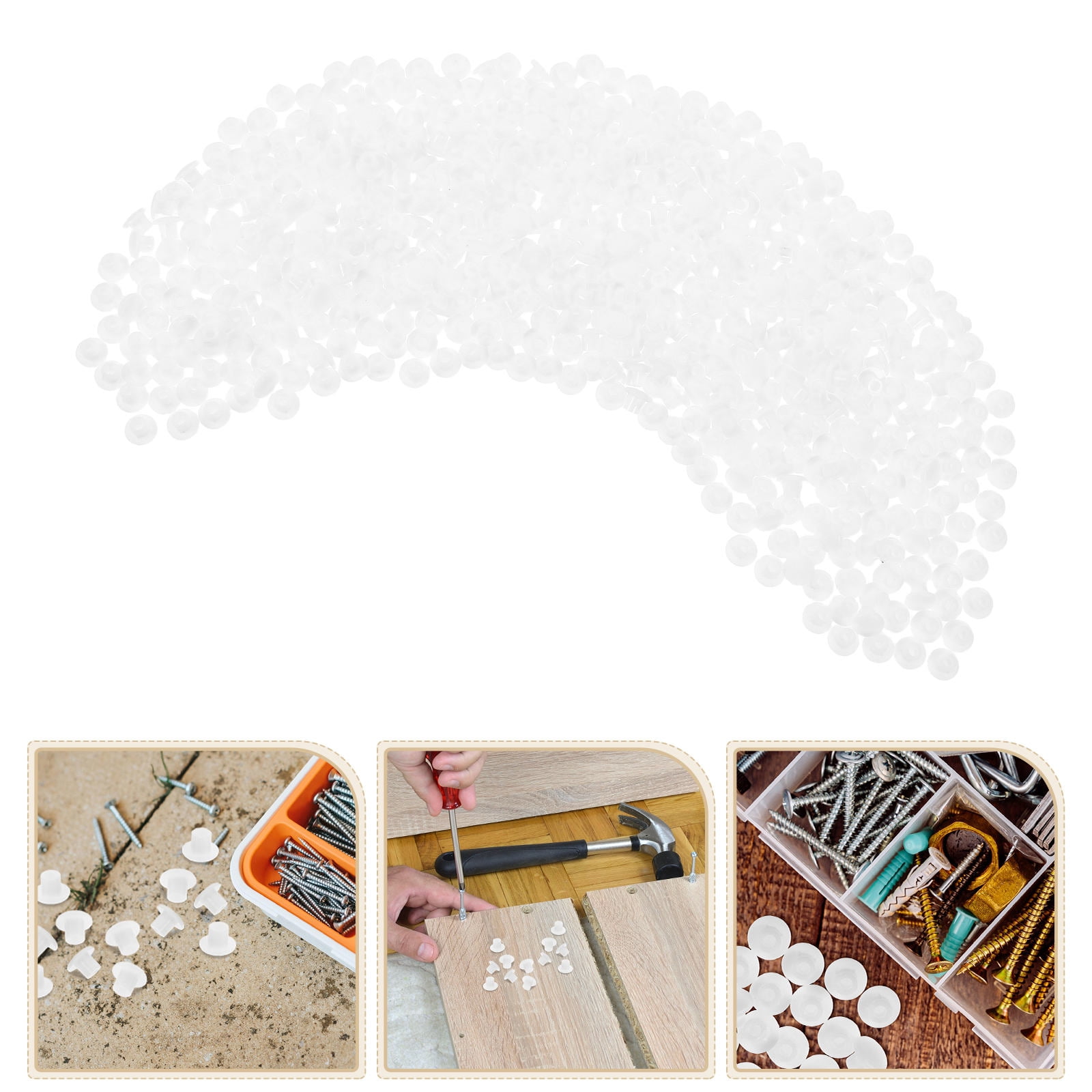 DINHEAROM Screw Covers Conceal Holes White Plastic Round Plugs 500Pcs ...