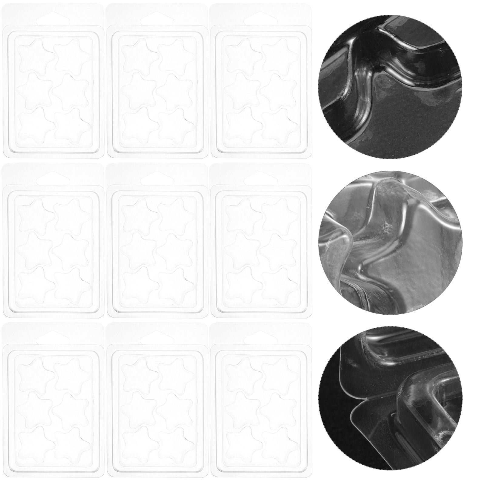 MLINS 50Pcs Hexagonal Star Shape Wax Melt Molds Clear Clamshell Design ...