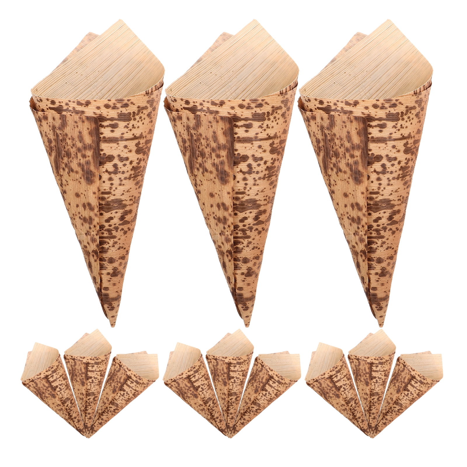 DINHEAROM Ice Cream Holders Cones Bamboo Cone Packaging Container Brown ...