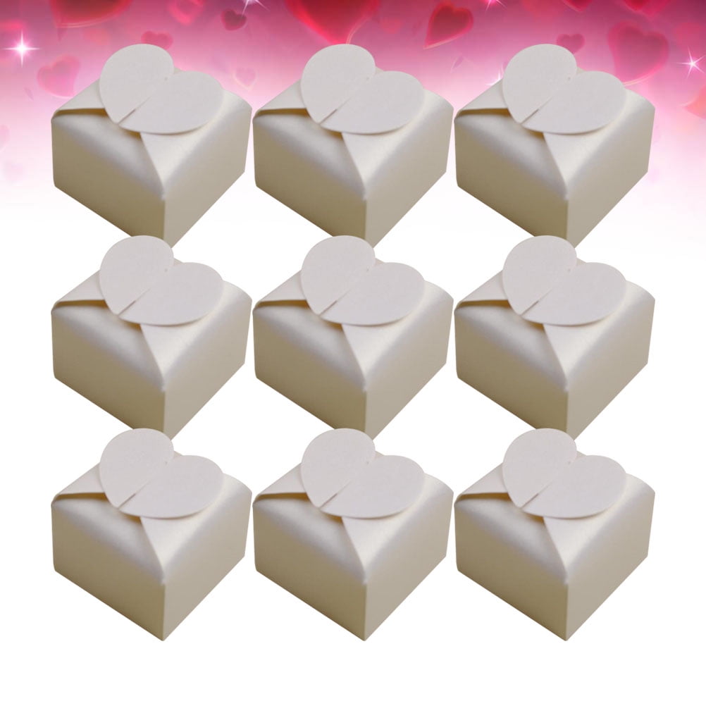 MLINS 50pcs Beige Heart Candy Boxes Paper Containers for Weddings ...
