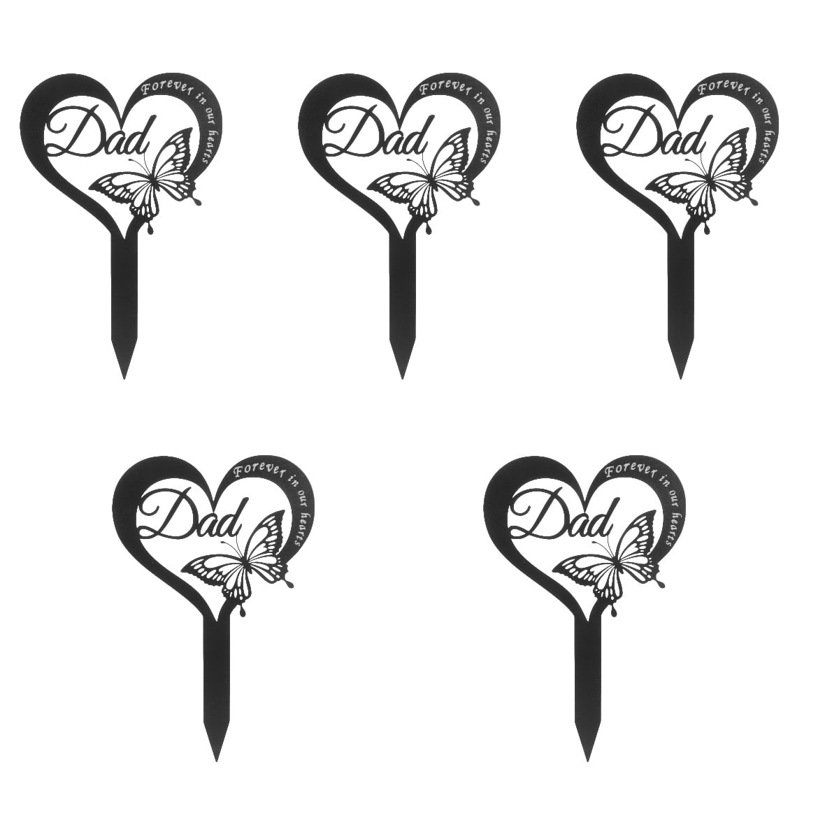 MLINS 5pcs Cemetery Memorial Heart Shaped Stake Iron Craft Yard Stake ...