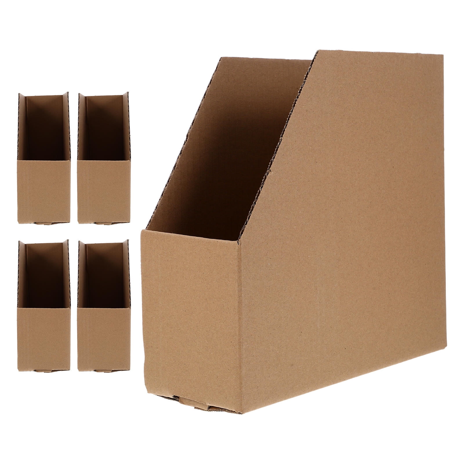 MLINS 5pcs Heavy Duty Cardboard Storage Boxes Slanted Open Top Bin ...