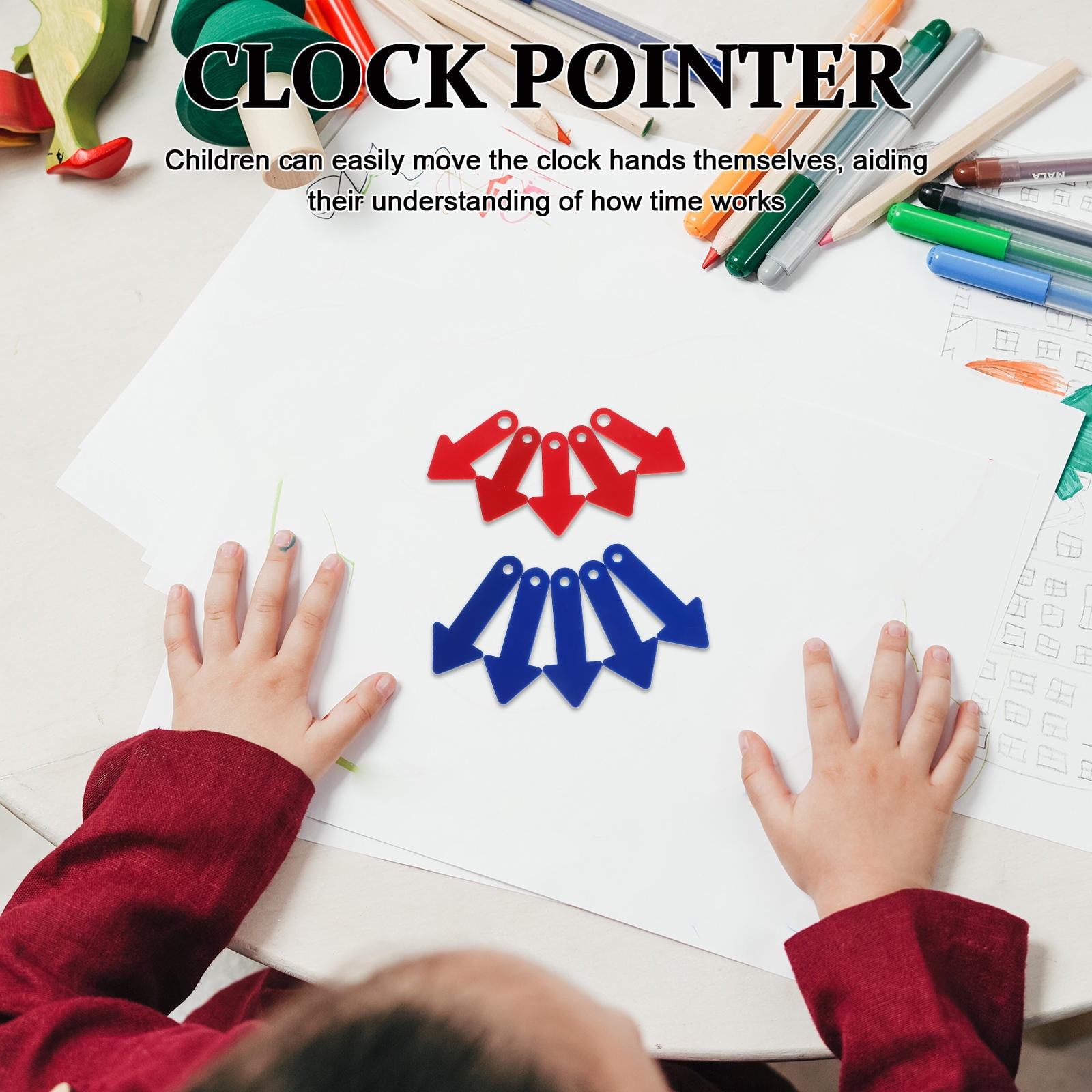 MLINS 5pcs Kids Learning Clock Movable DIY Analog Clock for Classroom ...