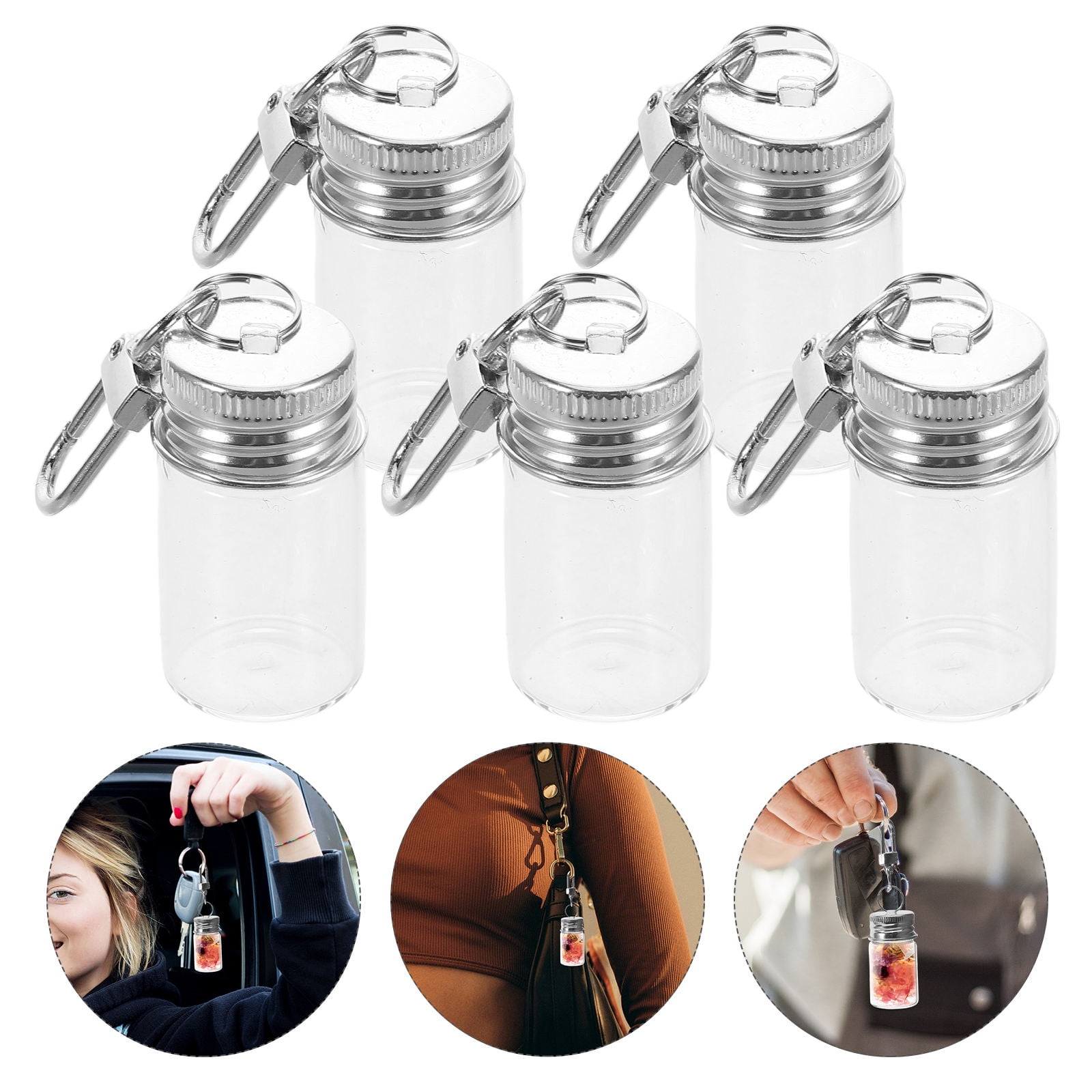 MLINS 5pcs Mini Glass Bottles Keychain for Creative Crafts Ideal for ...