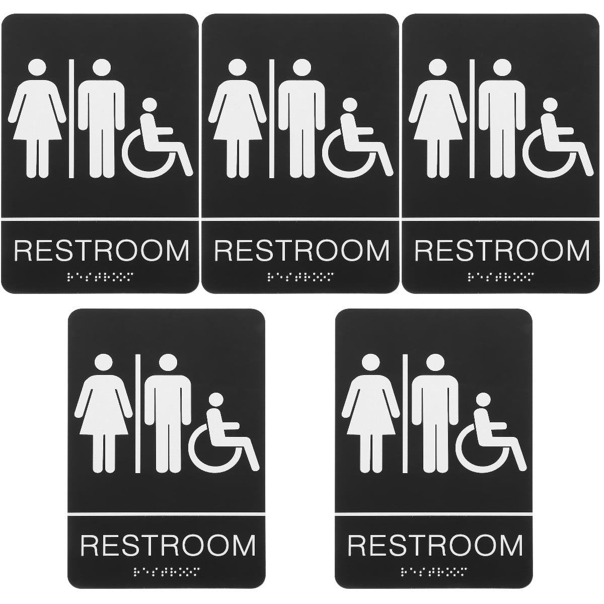 MLINS 5pcs Restroom Sign Acrylic Restroom Bathroom Sign Unisex Restroom ...