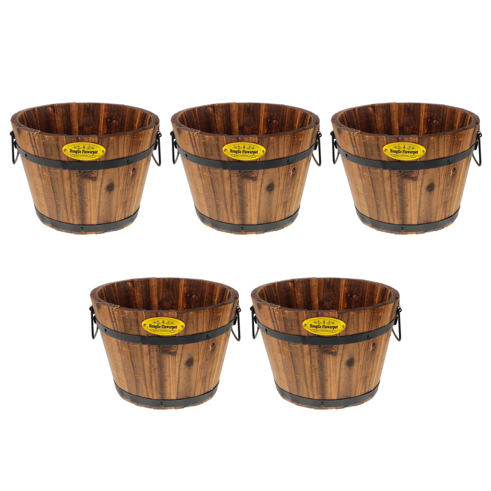 MLINS 5pcs Rustic Wooden Barrels Barrels Bucket with Handle Flower ...