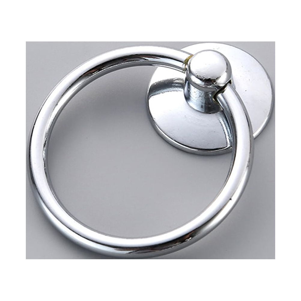 MLINS 6 Pcs Black Handle Ring Drawer Pull Handles Knobs Door Silver ...