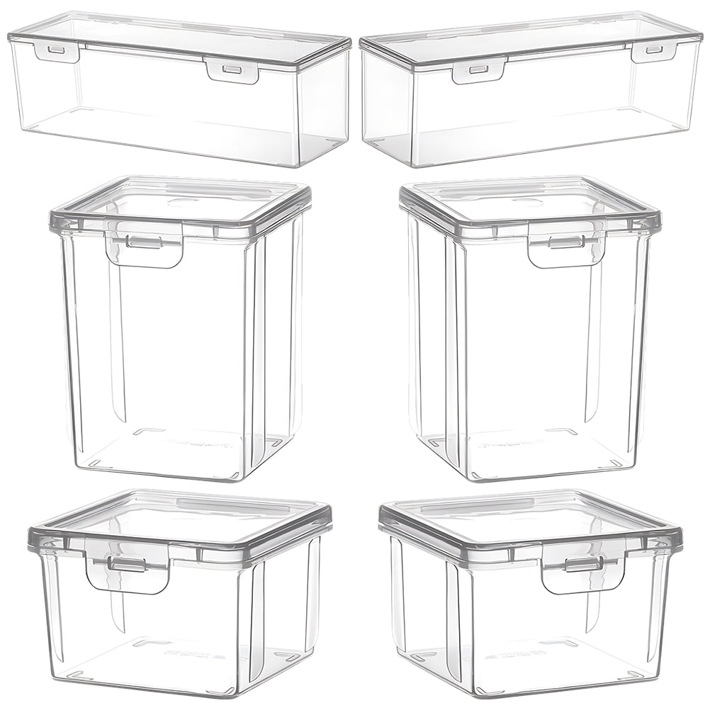 MLINS 6 Pcs Clear Organizing Bins with Lids Transparent Storage Box ...