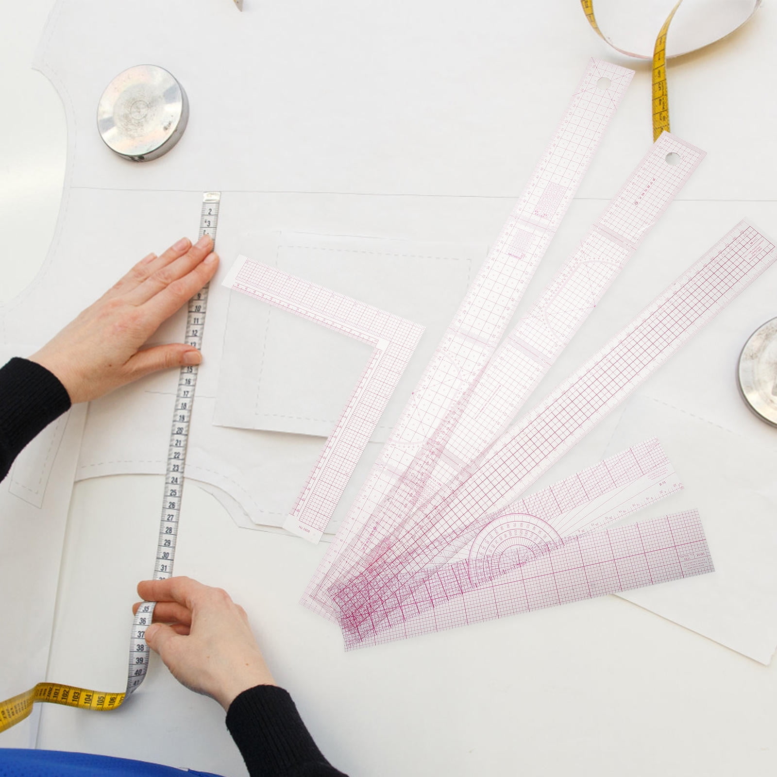 MLINS 6 Pcs Clothing Patterning Cutting Ruler Set Professional Sewing ...