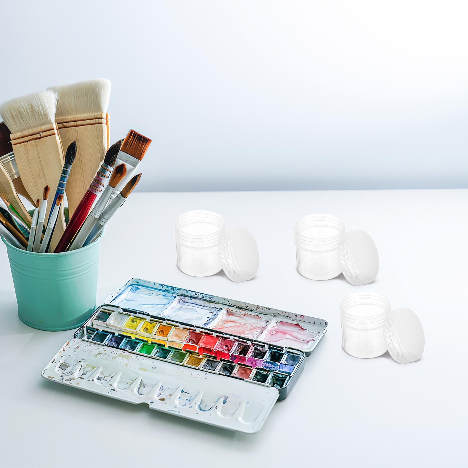 MLINS 6 Pcs Coatings Bucket Paint Containers for Leftover Sealed Jar ...