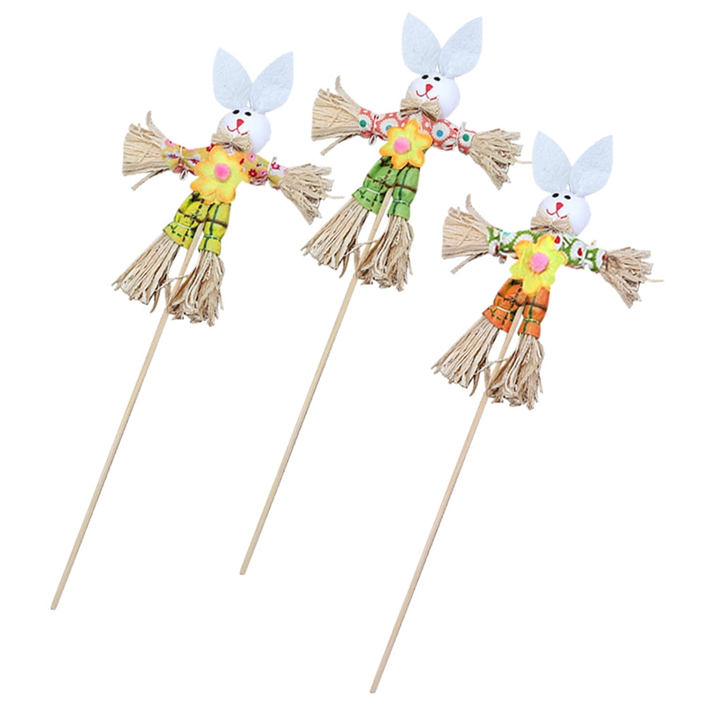 MLINS 6 Pcs Easter Bunny Scarecrows Bulk Rabbit Themed Decorations ...